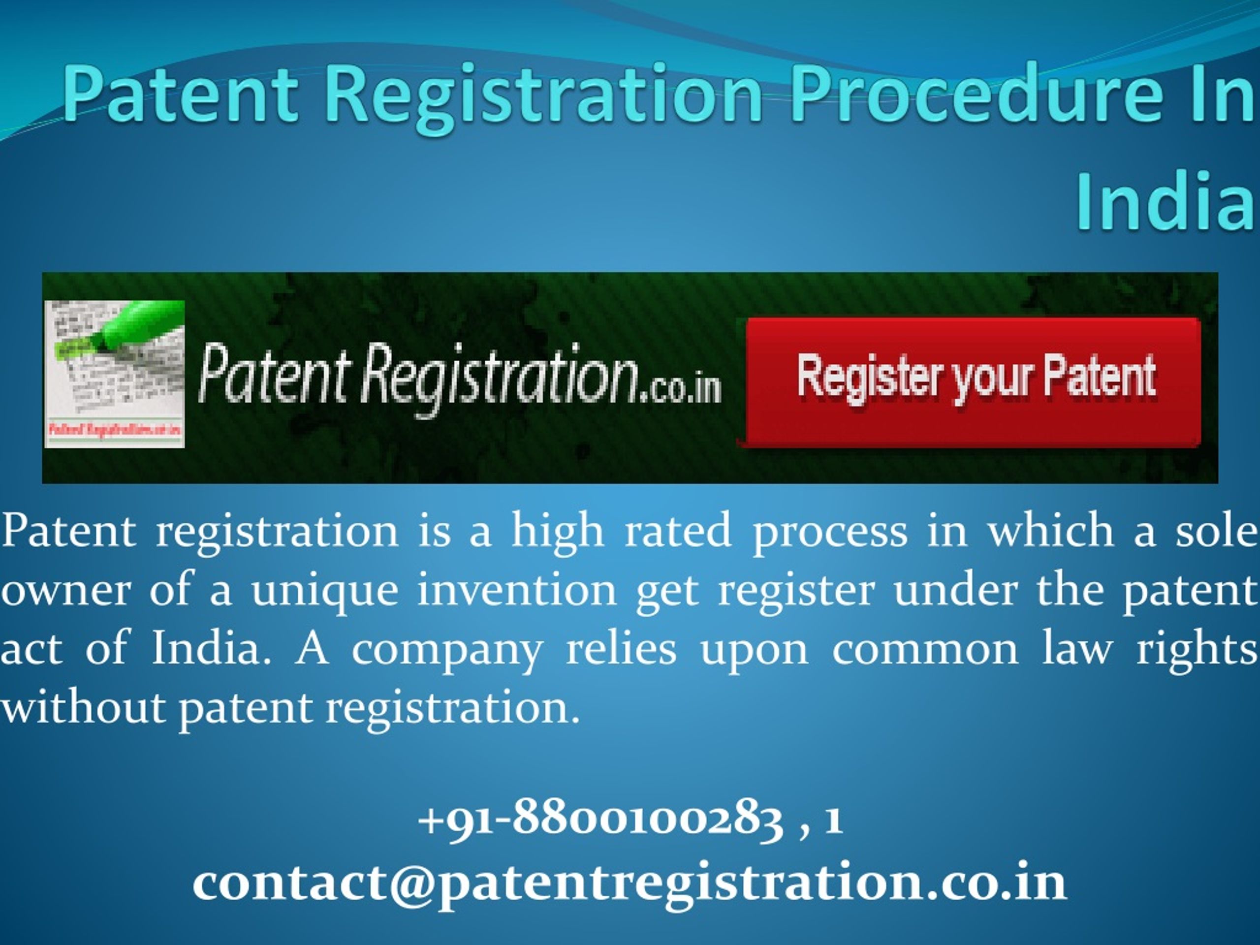PPT - Patent Registration process in India PowerPoint Presentation ...