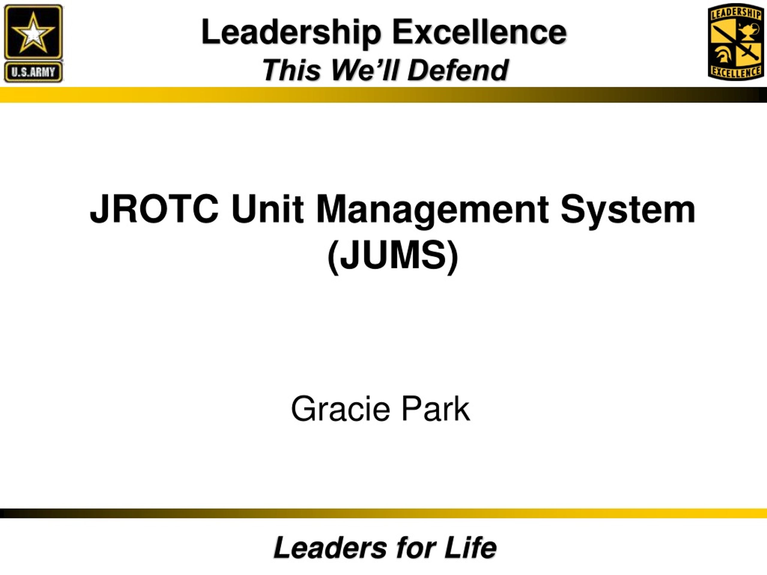 PPT - JROTC Unit Management System (JUMS) PowerPoint Presentation, free ...