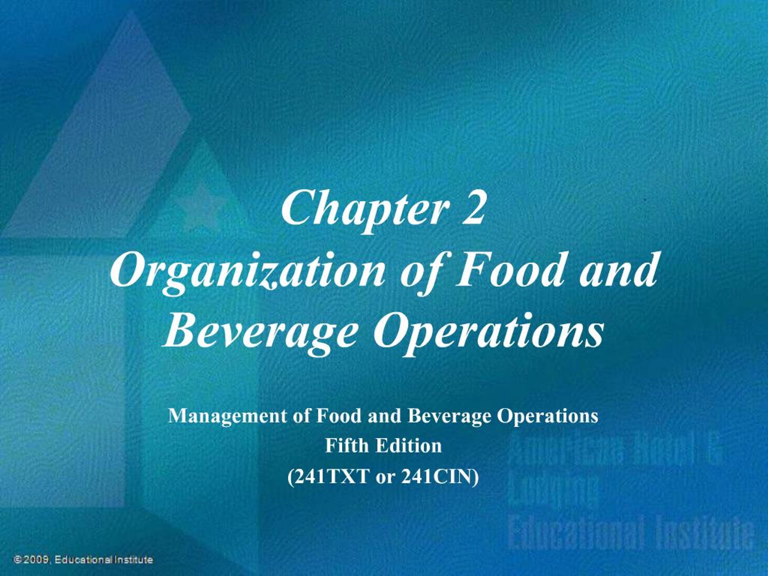 PPT - Chapter 2 Organization of Food and Beverage Operations PowerPoint ...