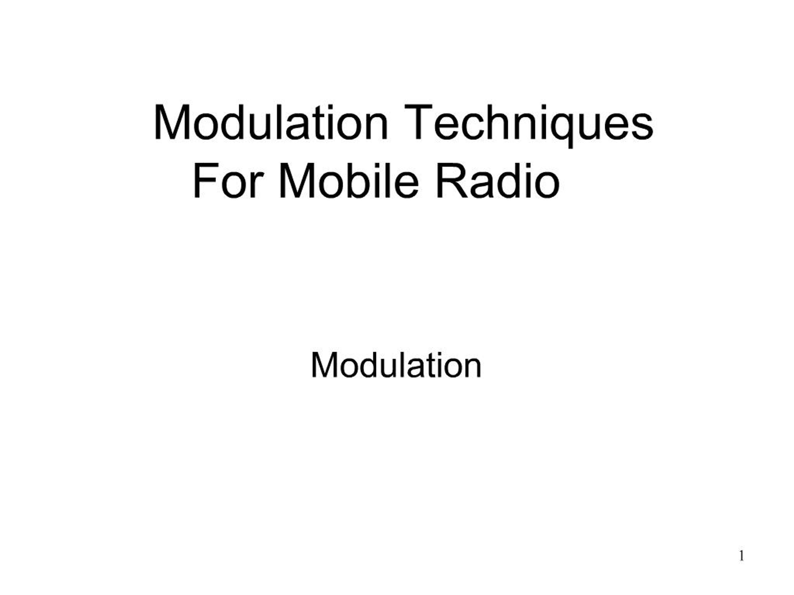 PPT - Modulation Techniques For Mobile Radio PowerPoint Presentation ...