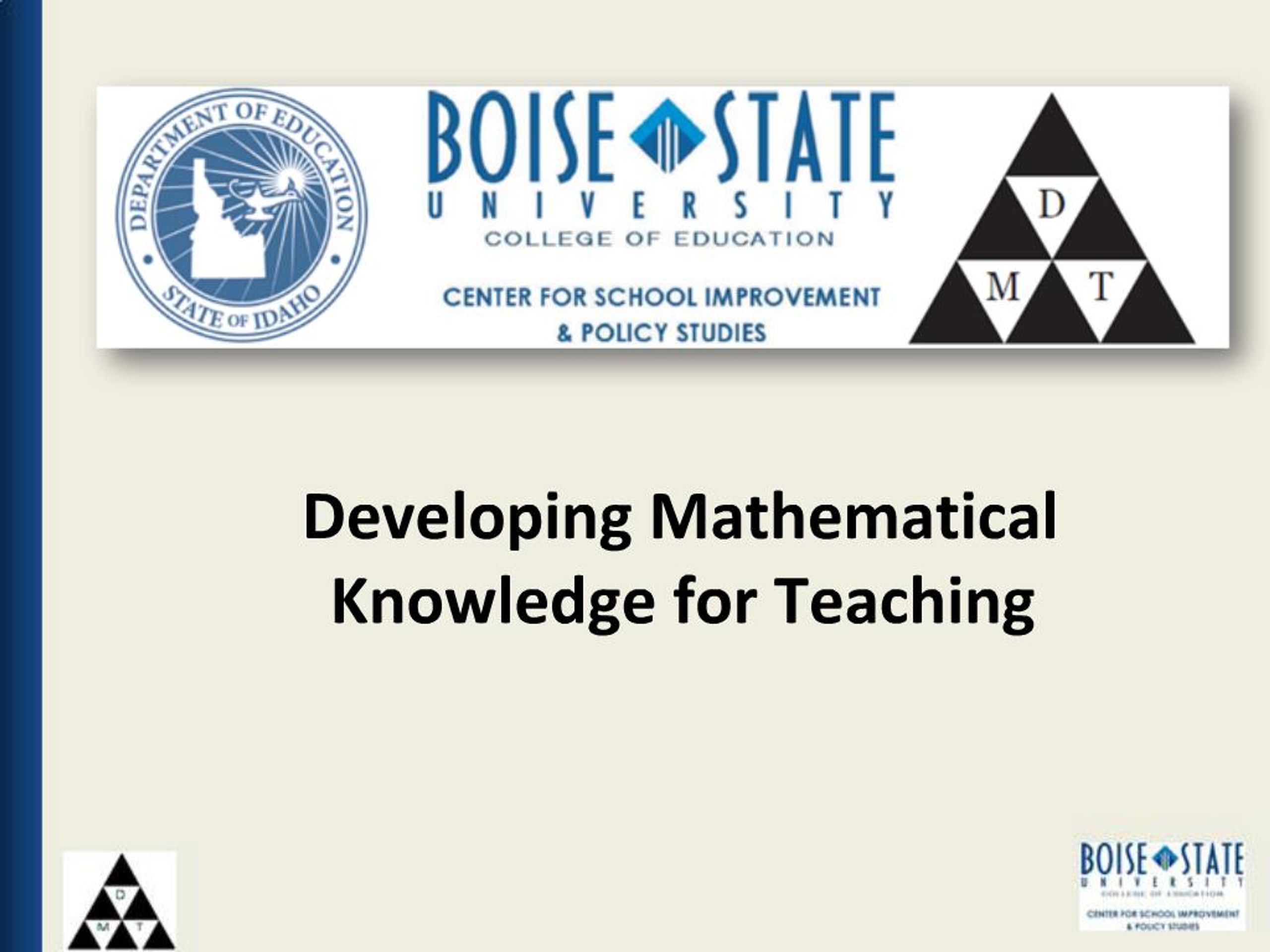 PPT - Developing Mathematical Knowledge for Teaching PowerPoint ...