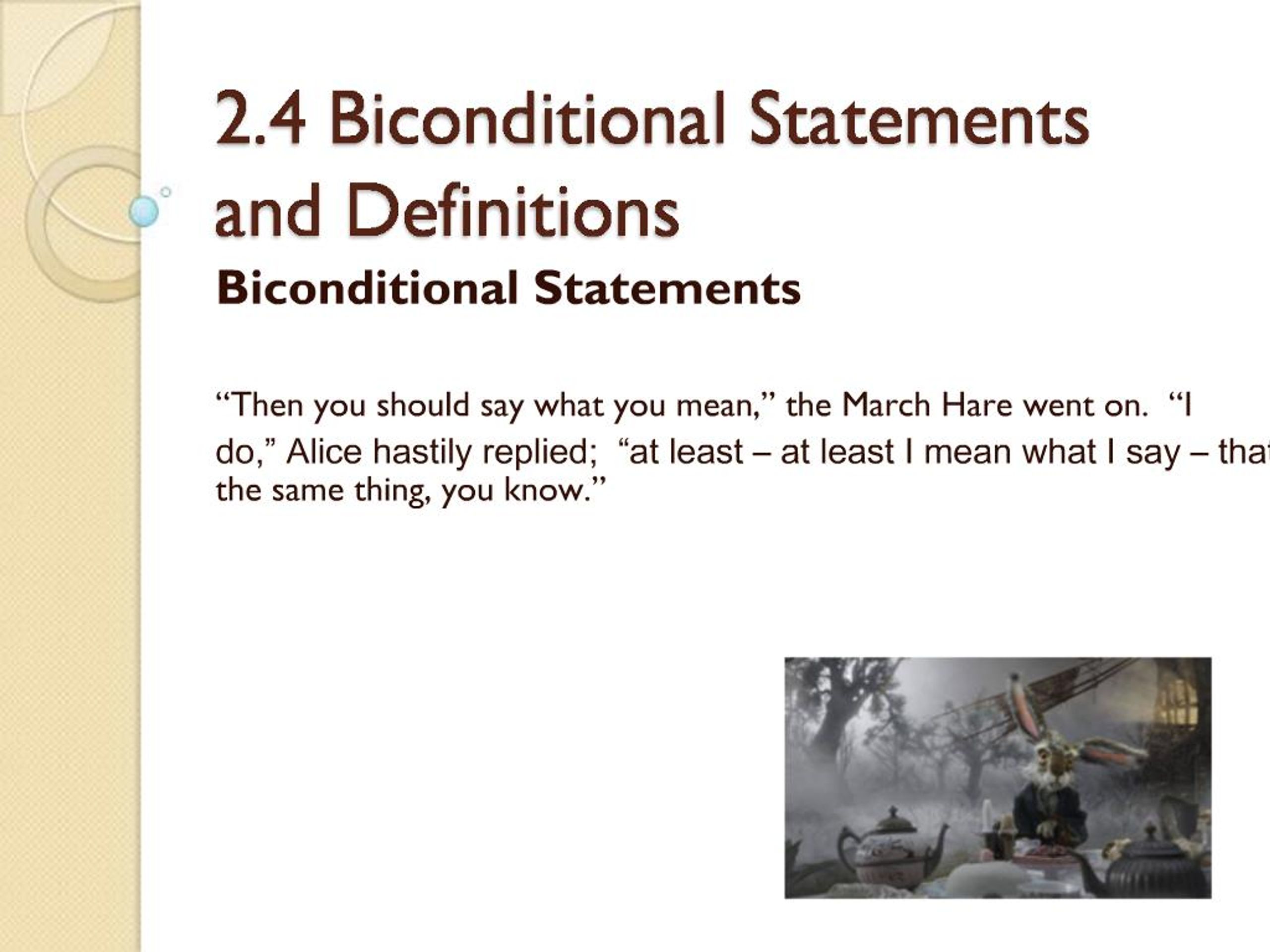 PPT - Biconditional Statements and Definitions PowerPoint Presentation ...