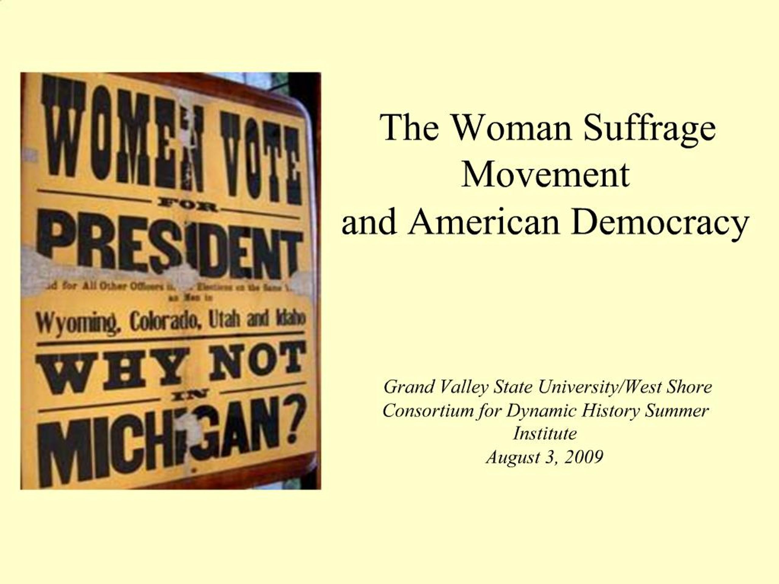 PPT - The Woman Suffrage Movement and American Democracy PowerPoint ...