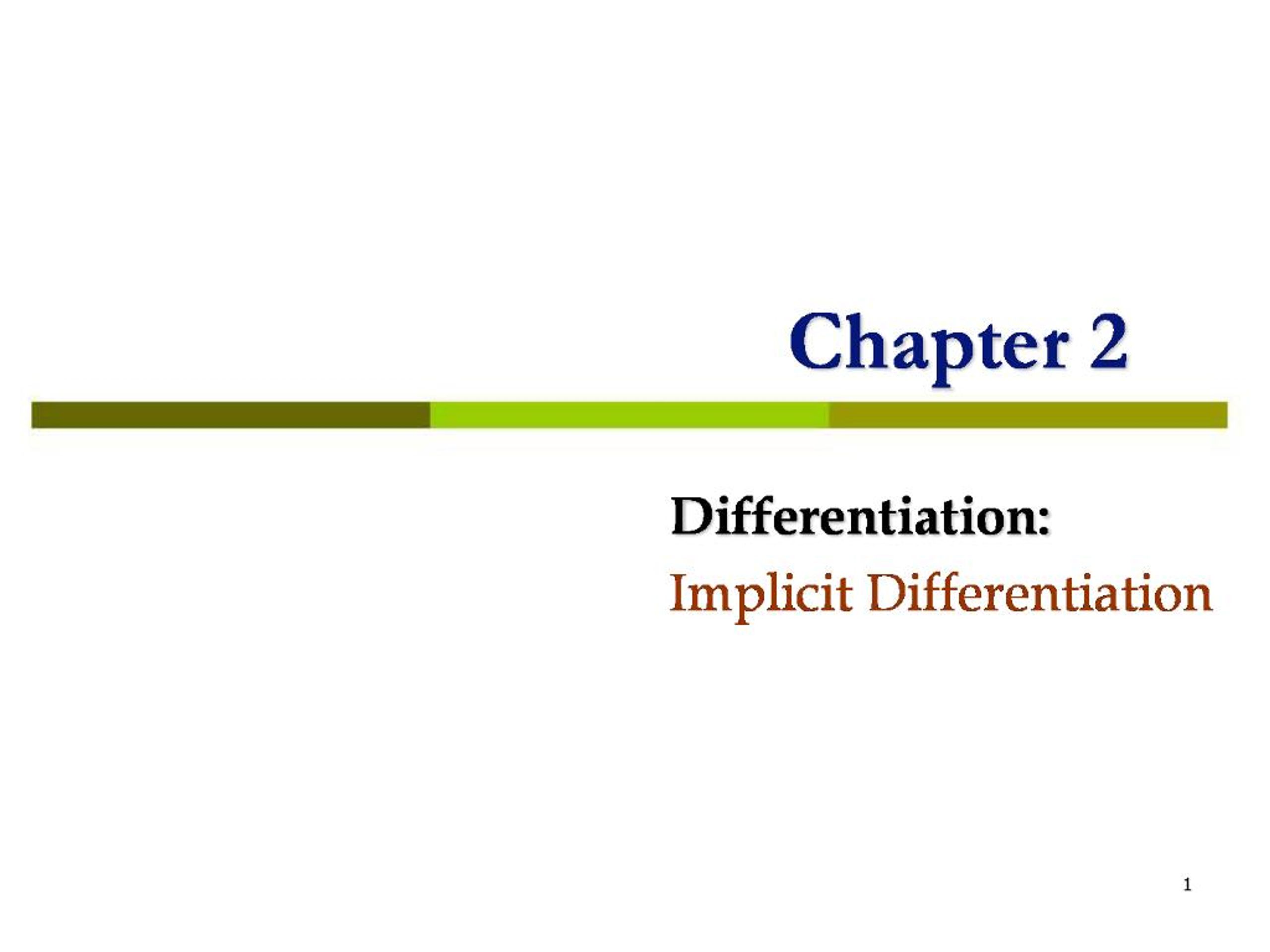 PPT - Differentiation: Implicit Differentiation PowerPoint Presentation - ID:1047313