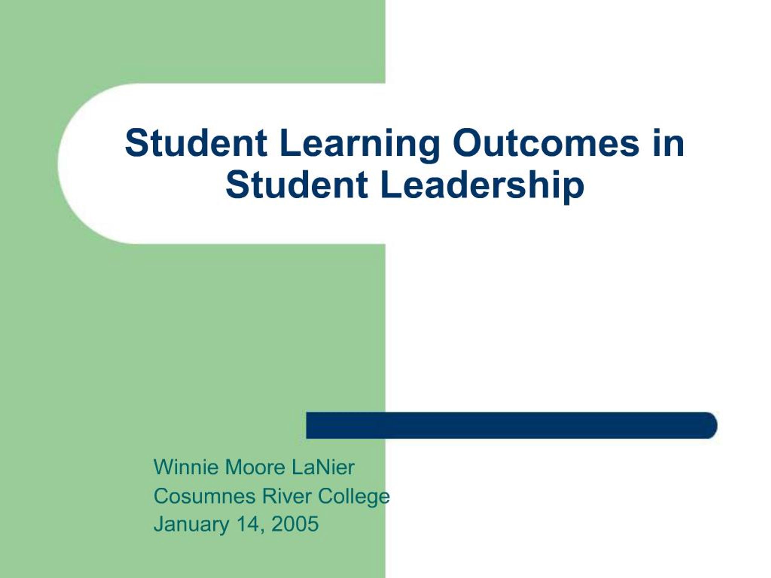 PPT - Student Learning Outcomes in Student Leadership PowerPoint ...