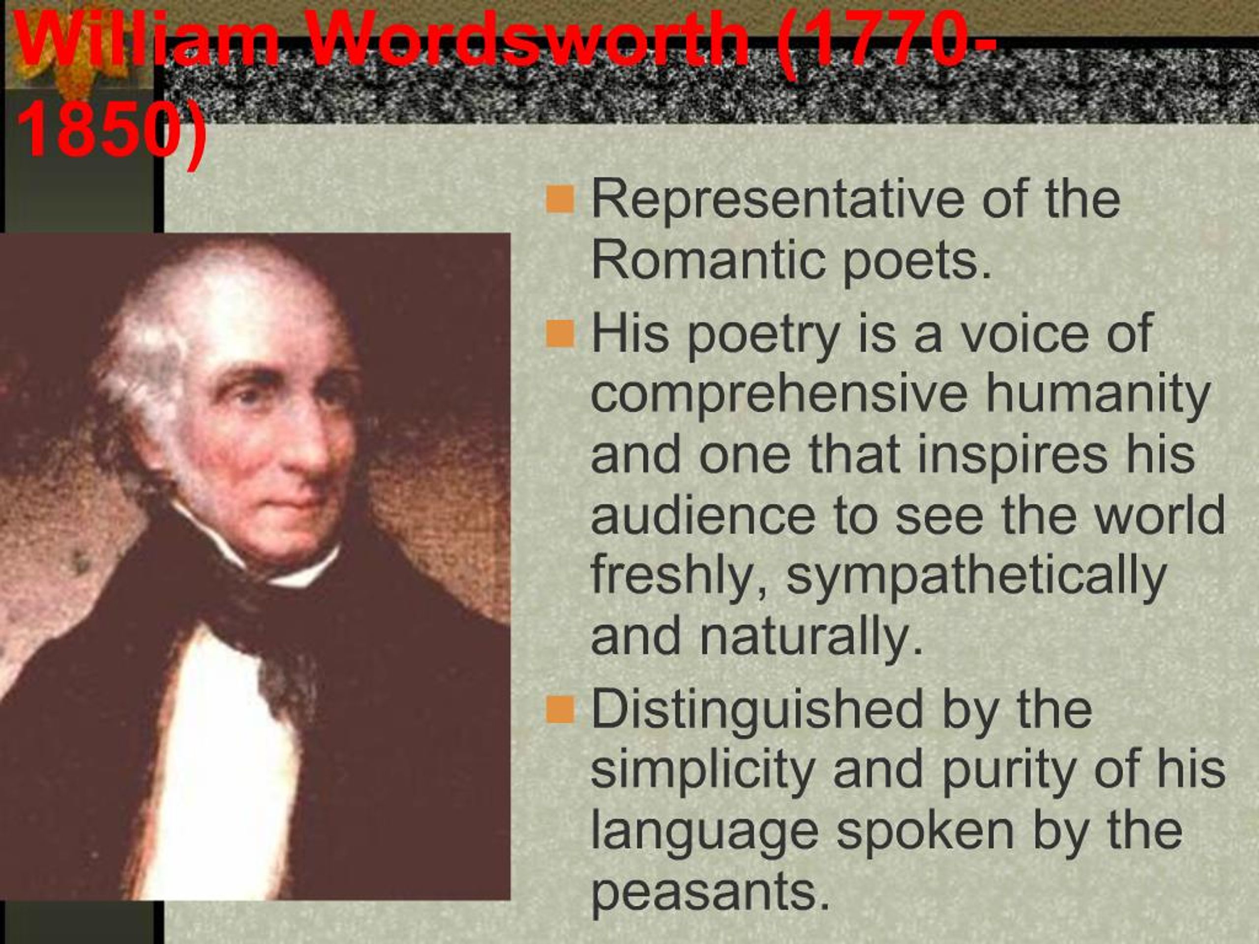 PPT - William Wordsworth 1770-1850 PowerPoint Presentation, free ...