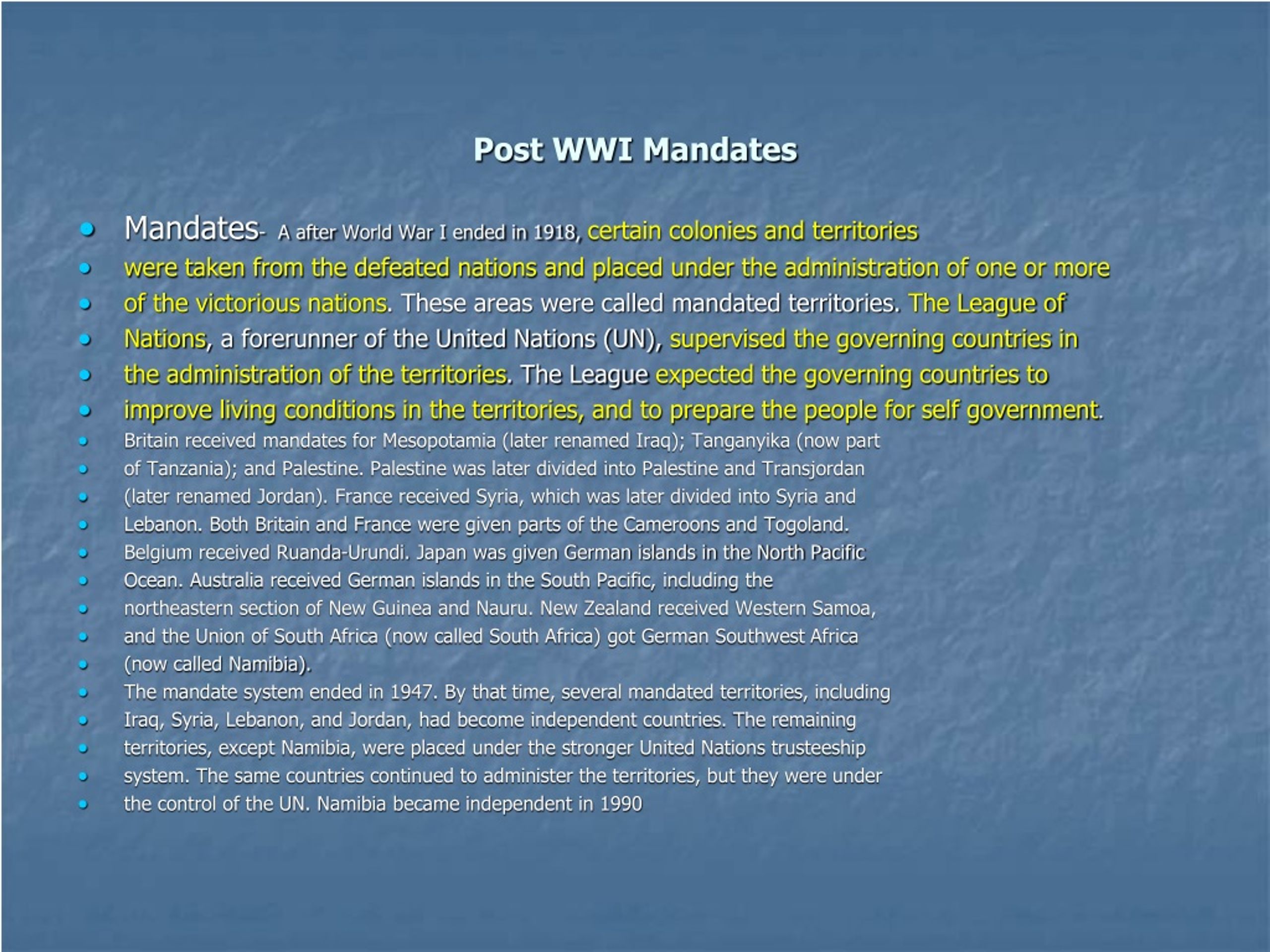 PPT - Post WWI Mandates PowerPoint Presentation, free download - ID:1074974