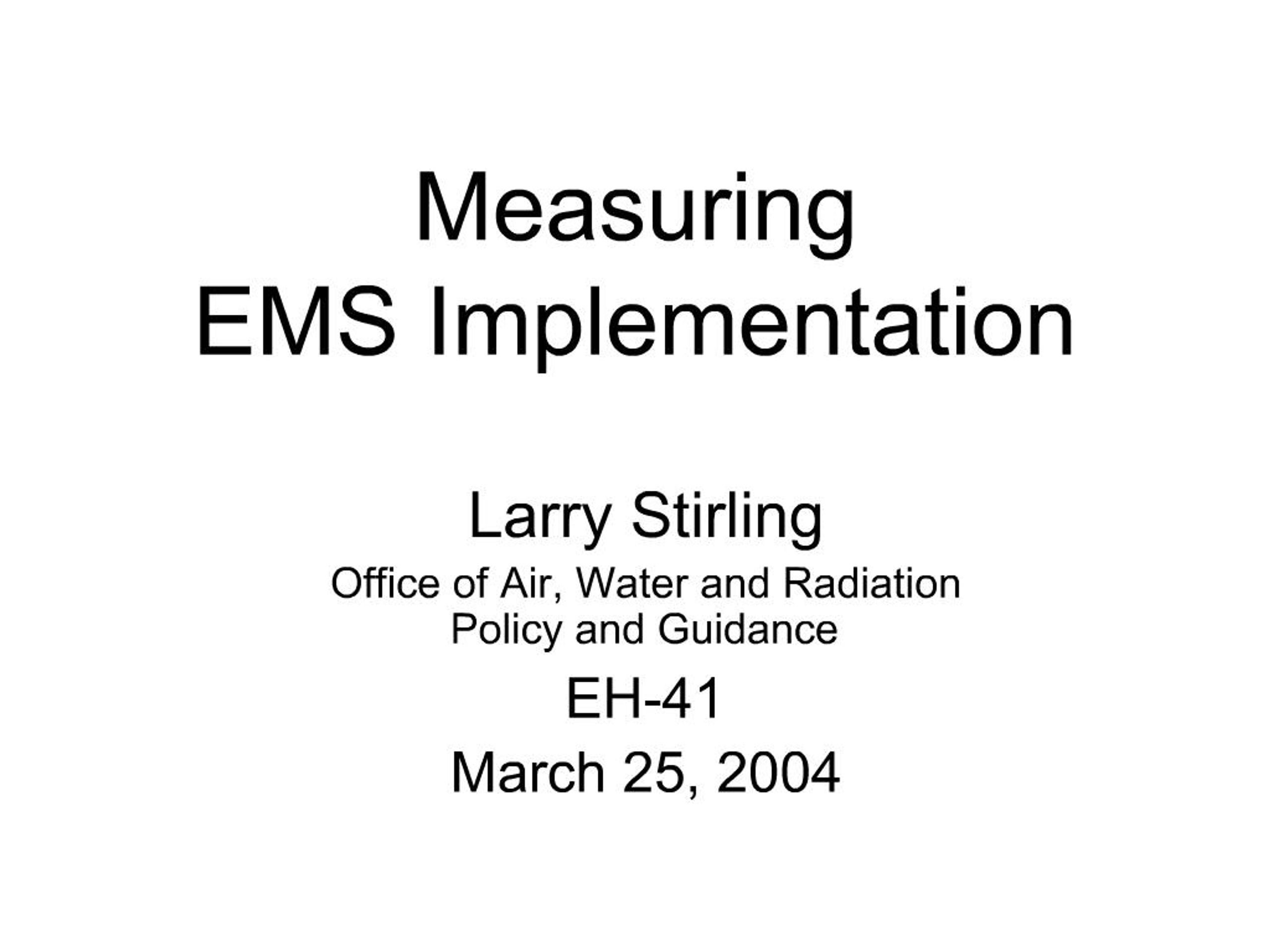 PPT - Measuring EMS Implementation PowerPoint Presentation, free ...