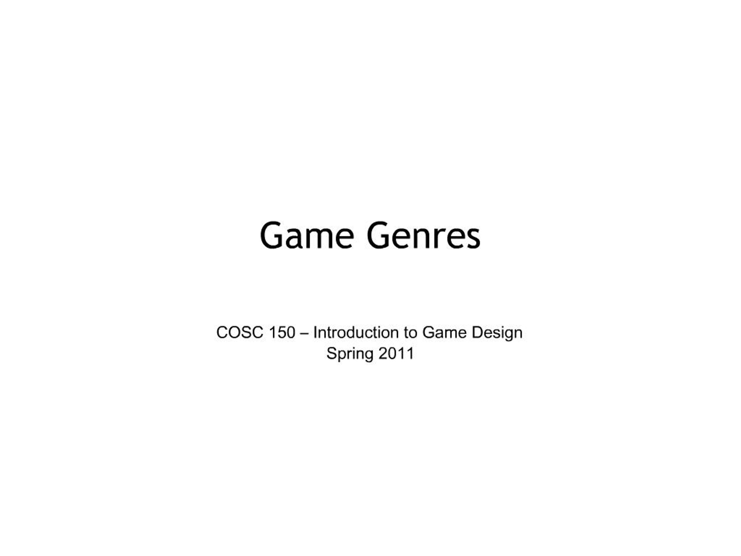 PPT - Exploring Game Genres: Classification and Characteristics of ...