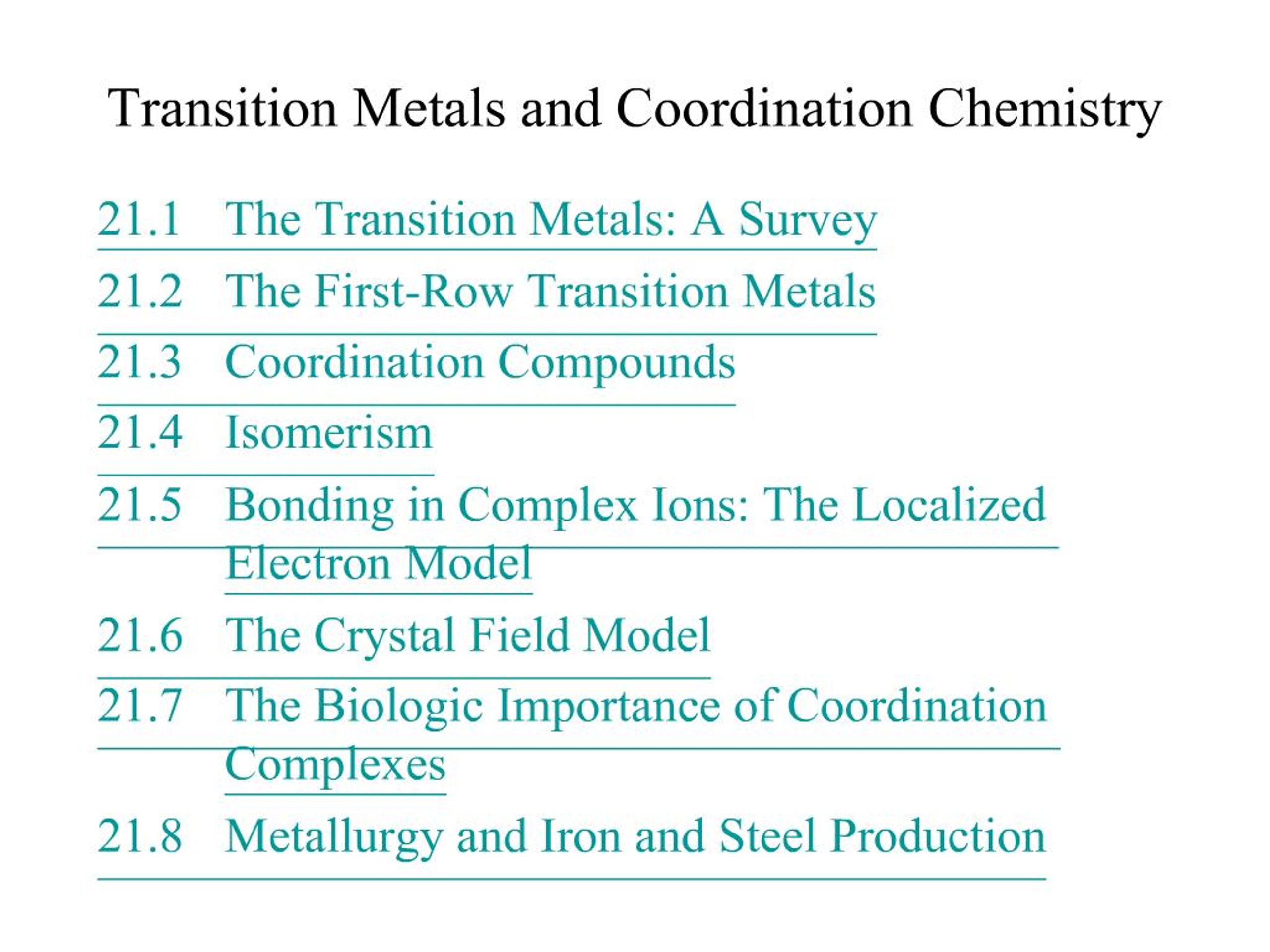 PPT - Transition Metals and Coordination Chemistry PowerPoint ...