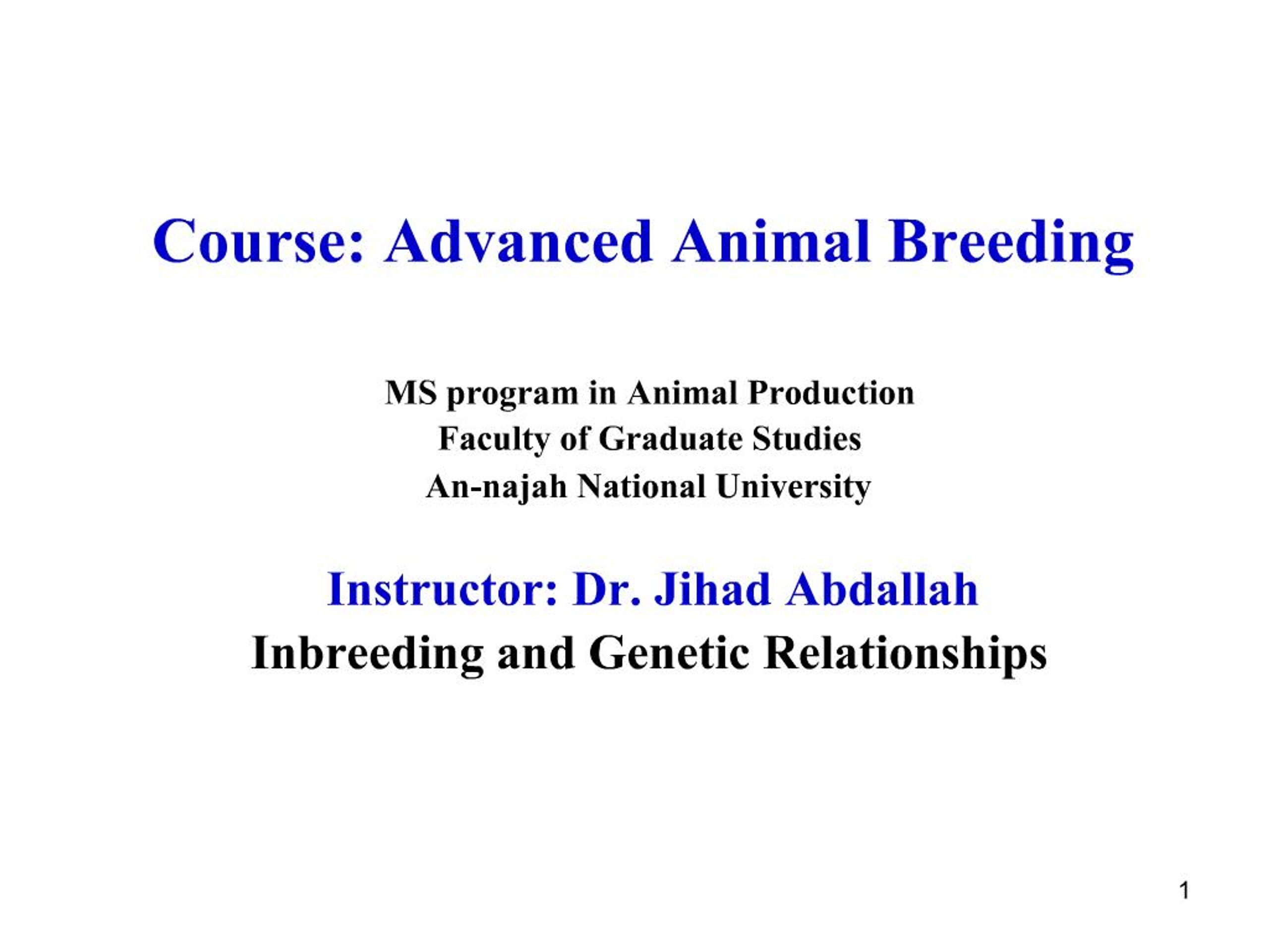 PPT - Inbreeding in Animal Breeding PowerPoint Presentation, free ...