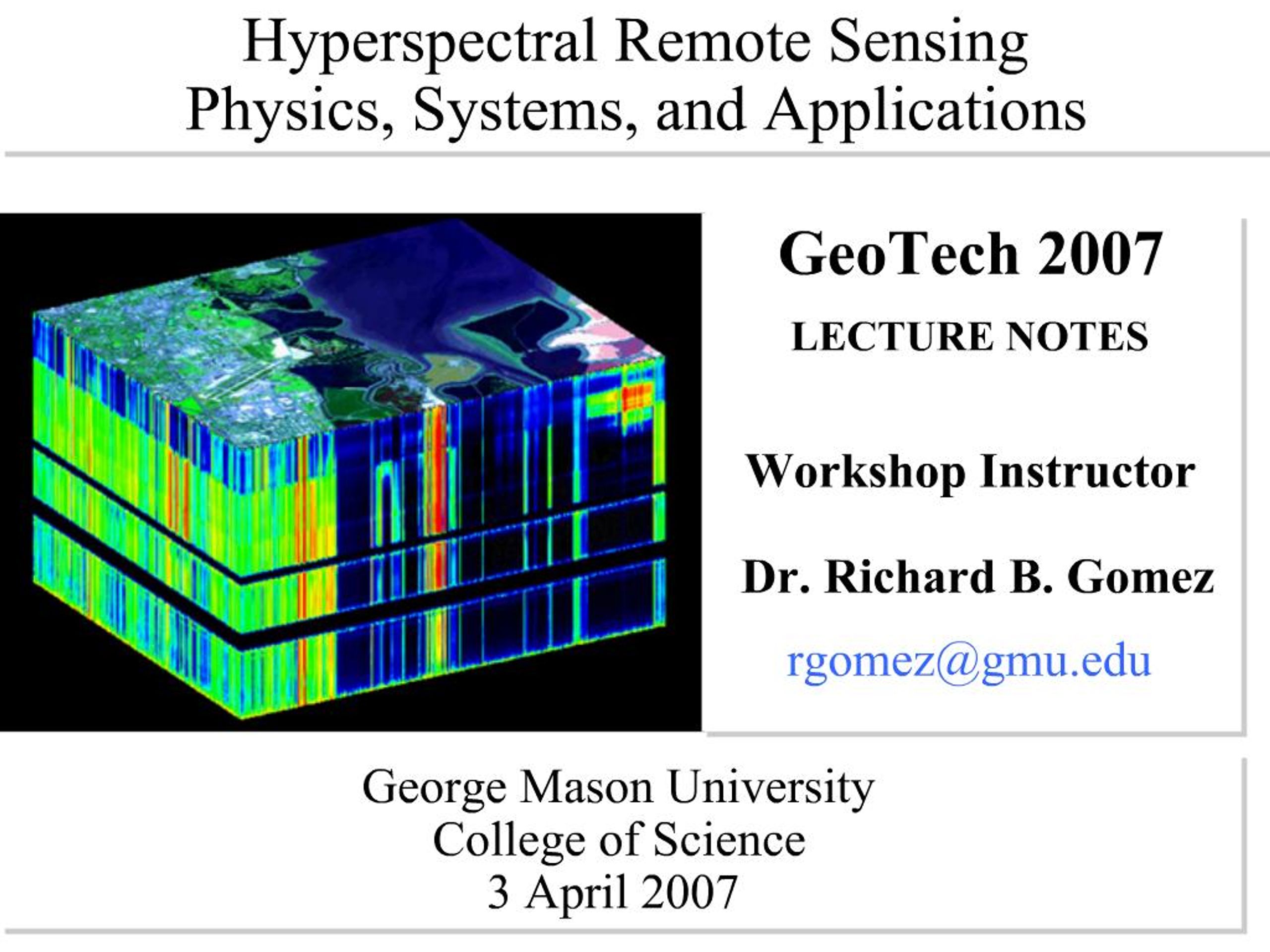 PPT - Hyperspectral Remote Sensing Physics, Systems, and Applications ...