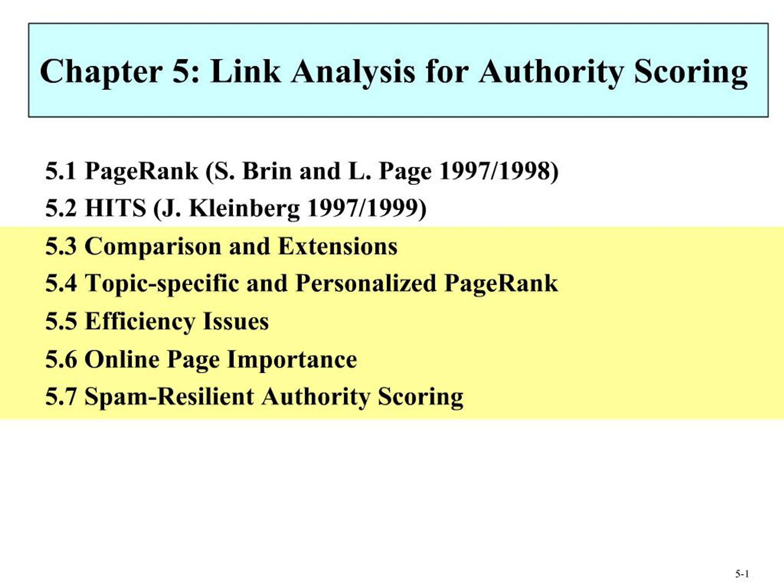PPT - Chapter 5: Link Analysis for Authority Scoring PowerPoint ...