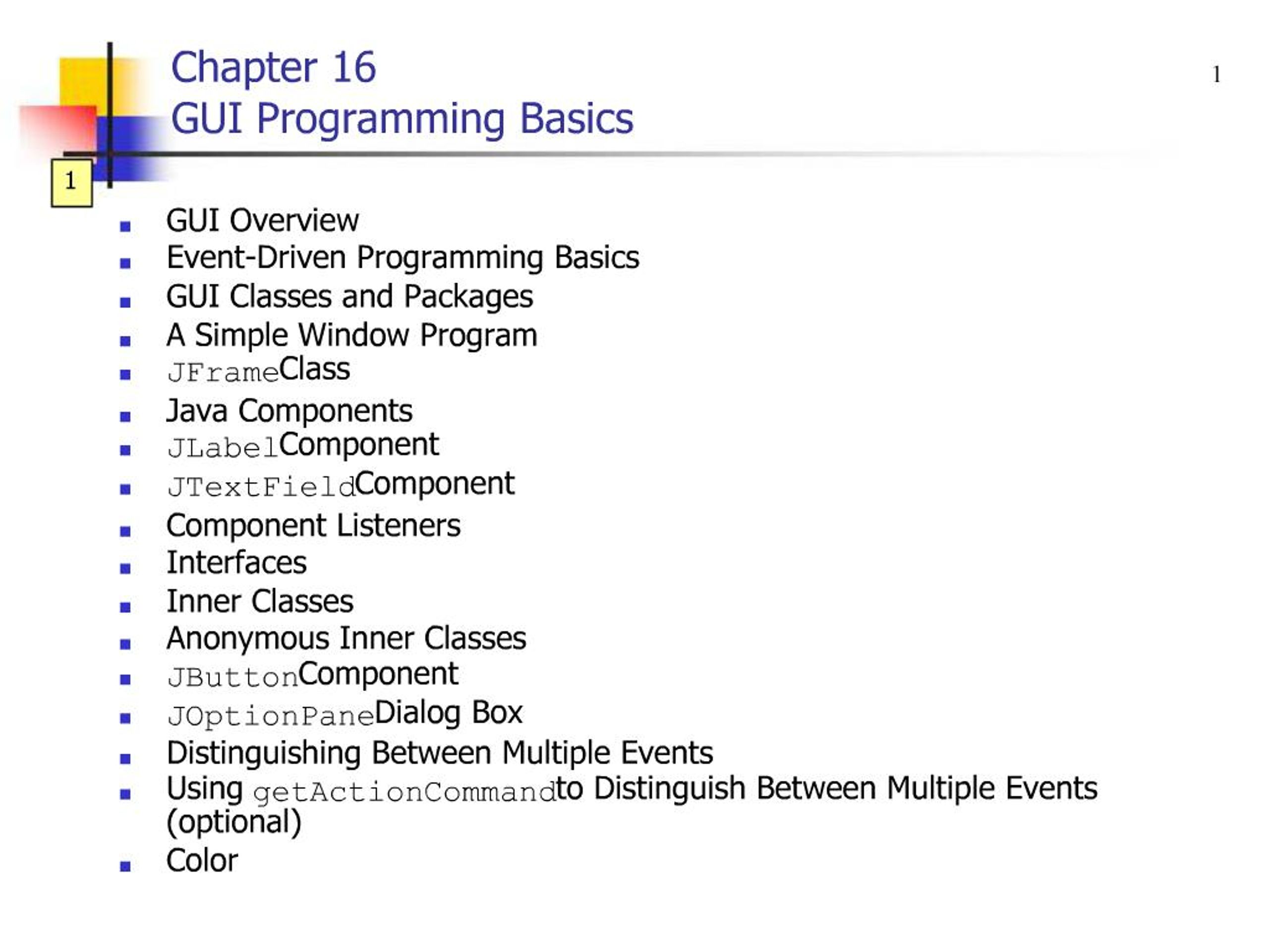 PPT - Chapter 16 GUI Programming Basics PowerPoint Presentation, free ...