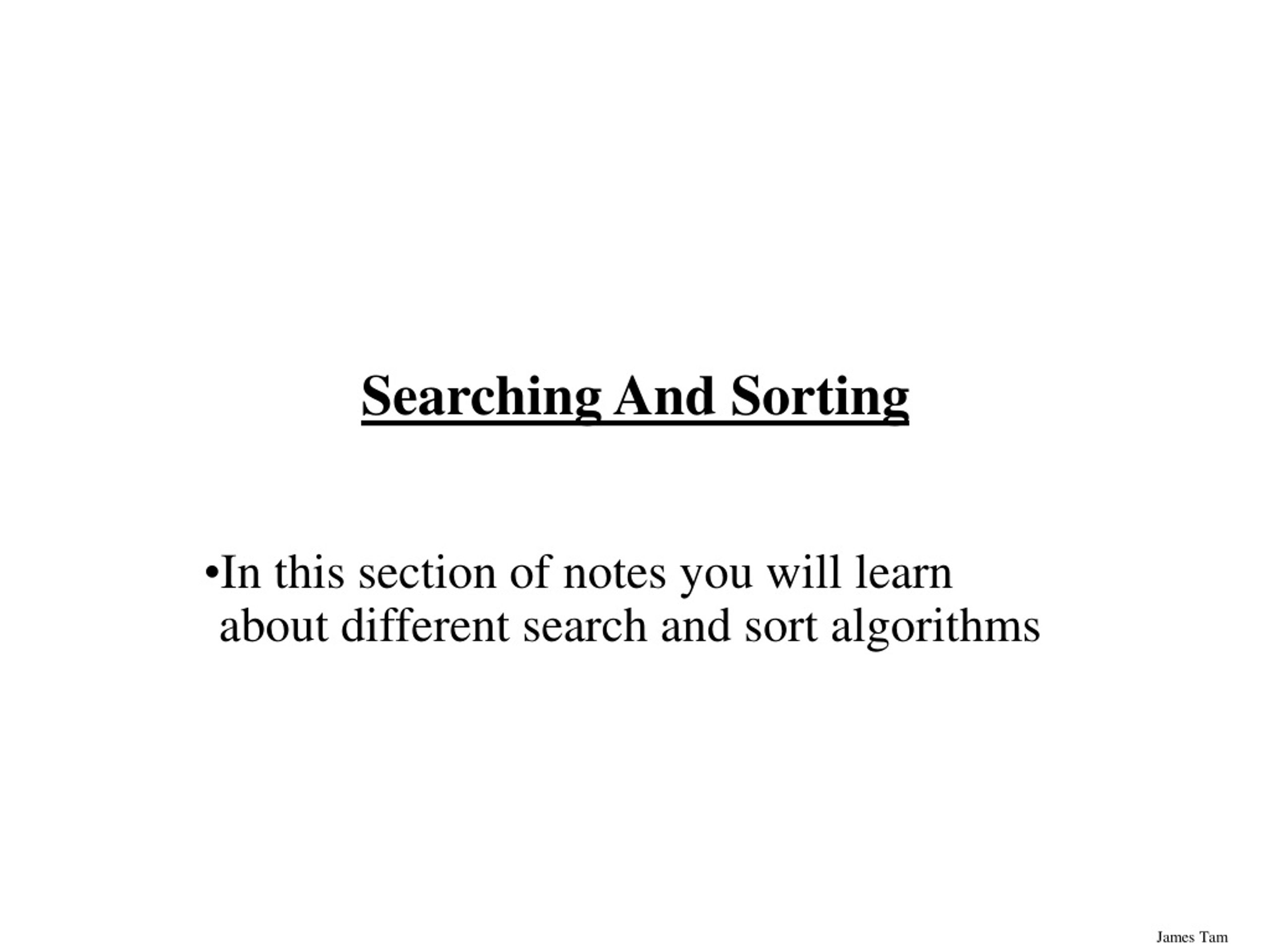 PPT - Searching And Sorting PowerPoint Presentation, free download - ID ...