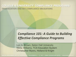 PPT - Compliance 101: A Guide to Building Effective Compliance Programs ...