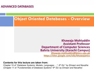 PPT - Advanced Databases Object Oriented Databases PowerPoint Presentation - ID:9597950