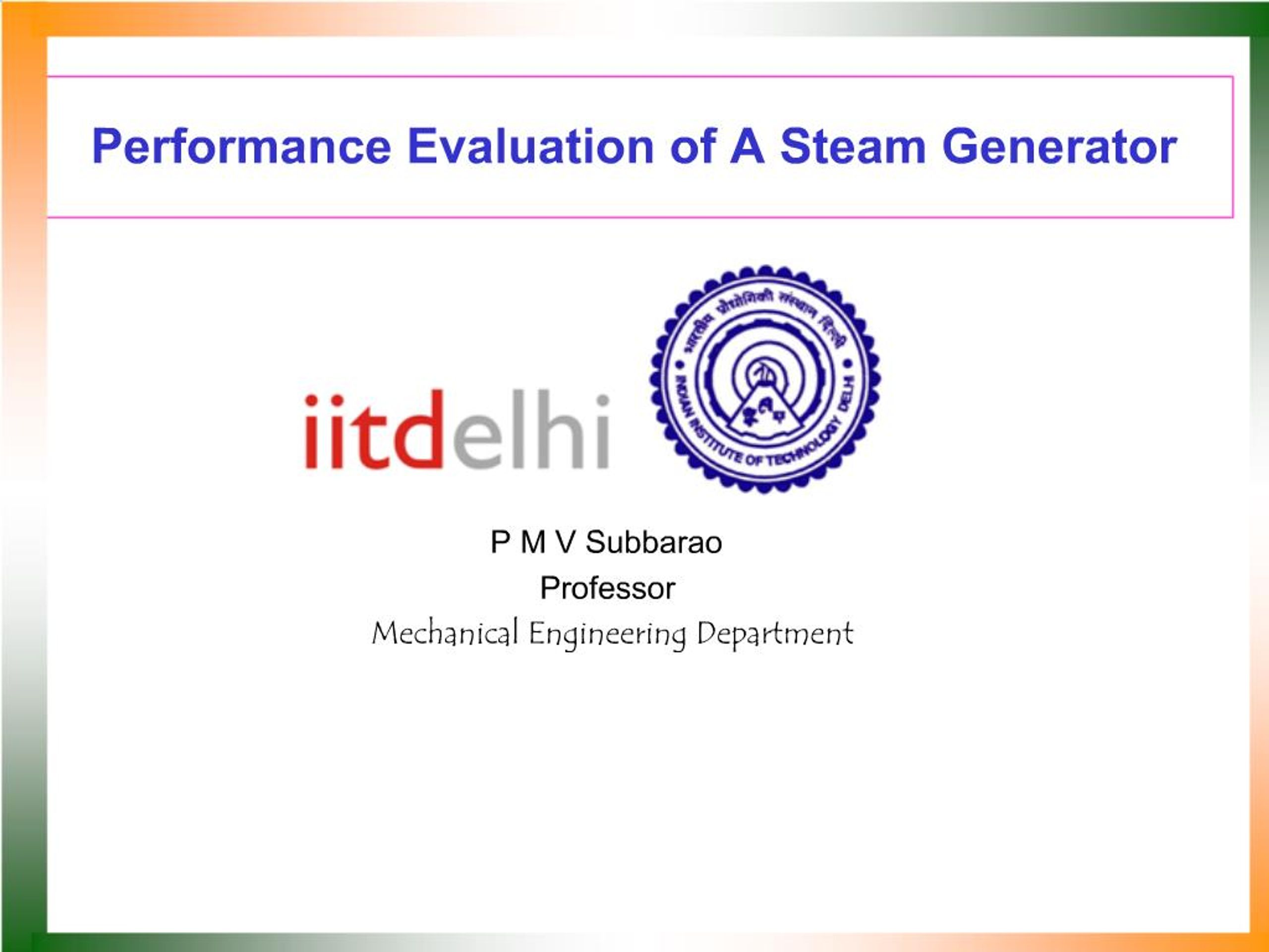PPT - Performance Evaluation of A Steam Generator PowerPoint ...