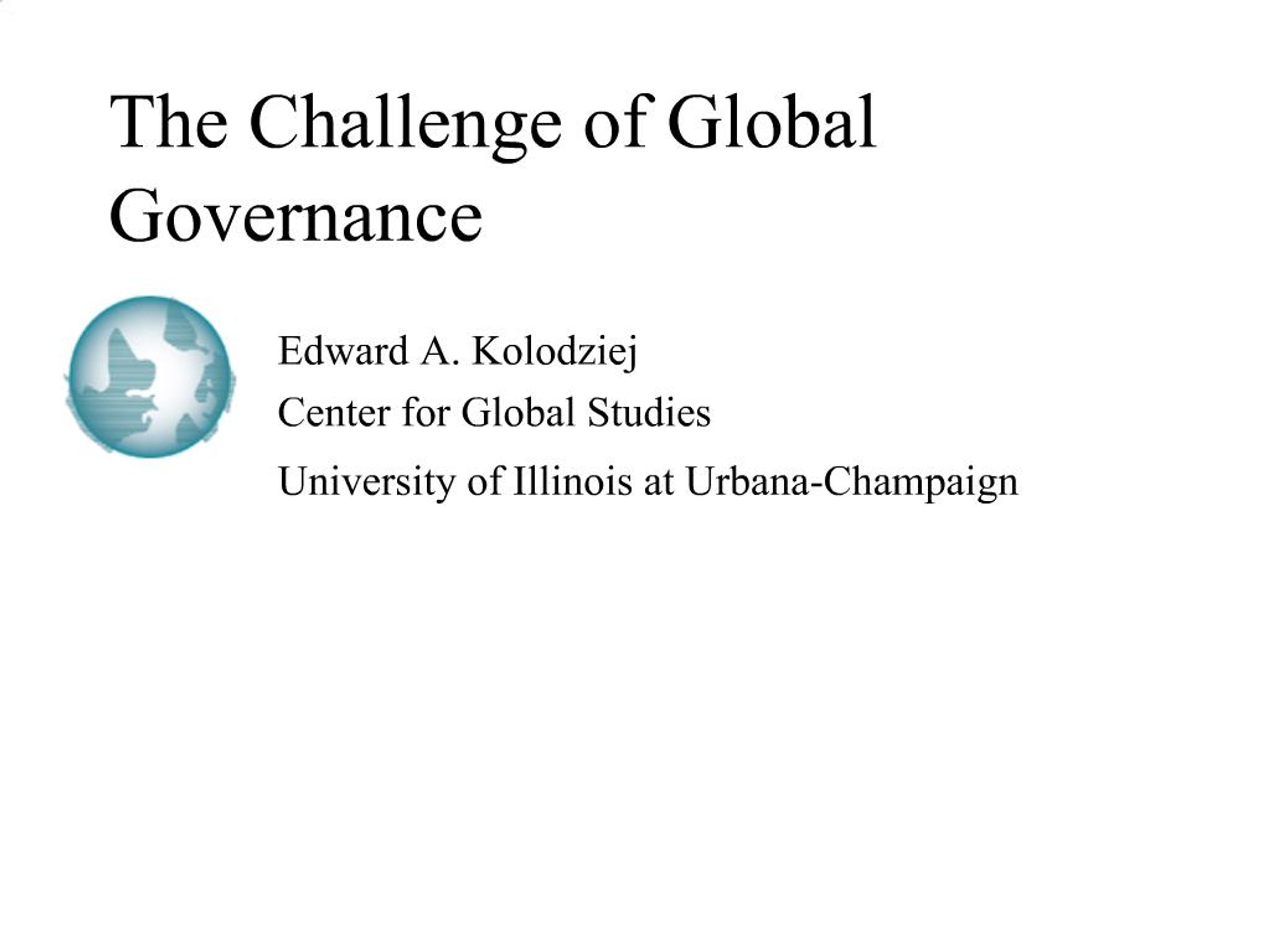 PPT - The Challenge of Global Governance PowerPoint Presentation, free ...