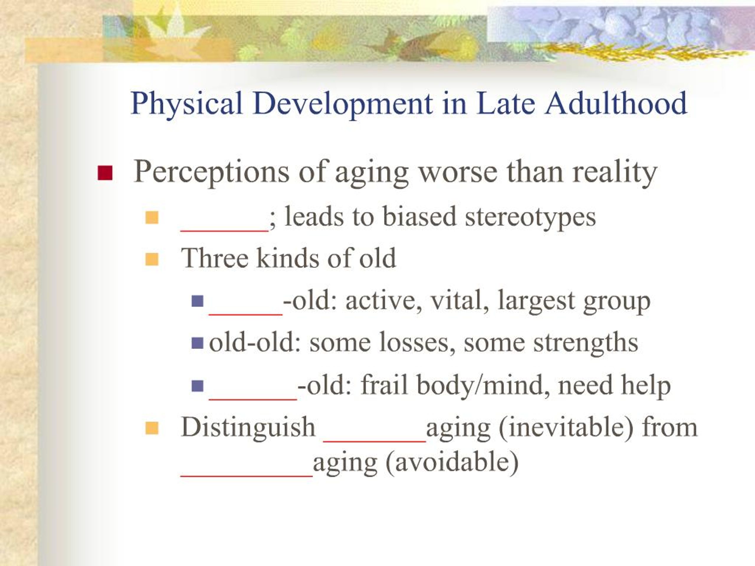 PPT - Physical Development in Late Adulthood PowerPoint Presentation ...