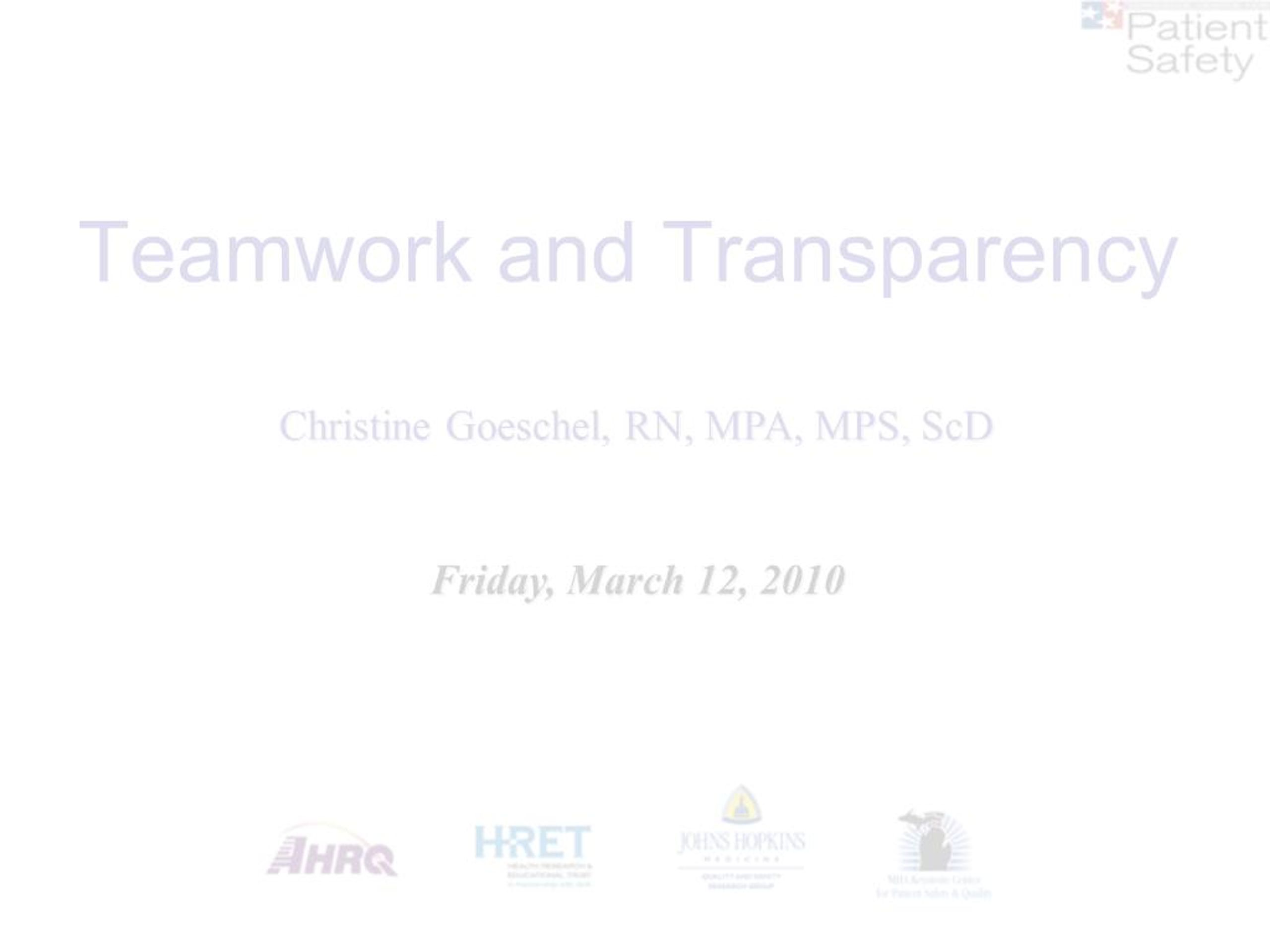 PPT - Teamwork and Transparency PowerPoint Presentation, free download ...