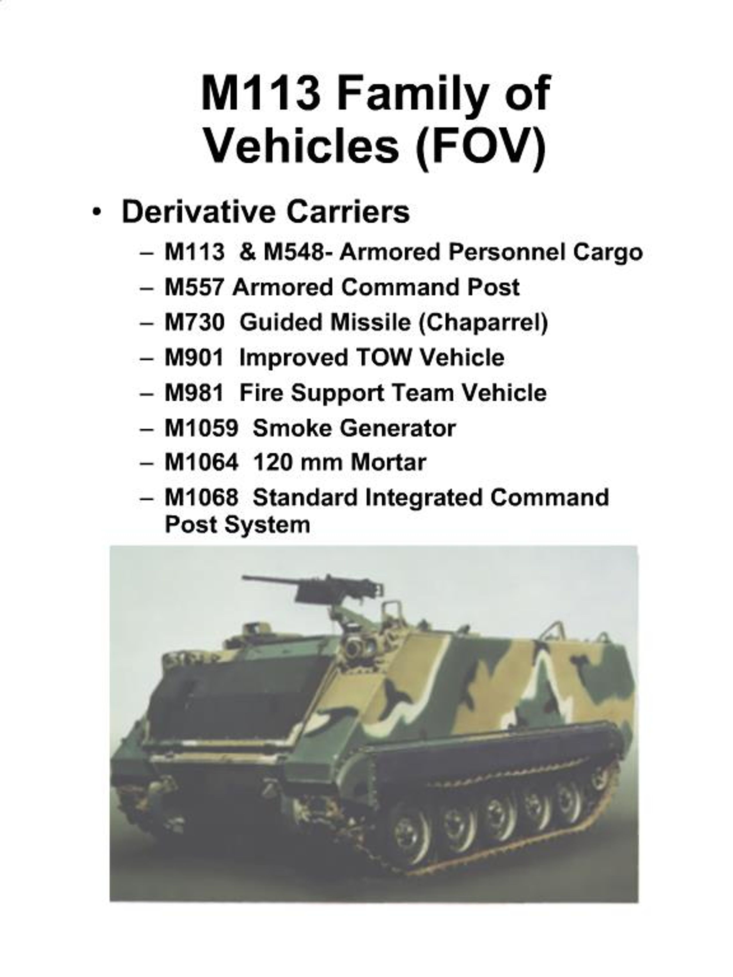 PPT - M113 Family of Vehicles FOV PowerPoint Presentation, free ...