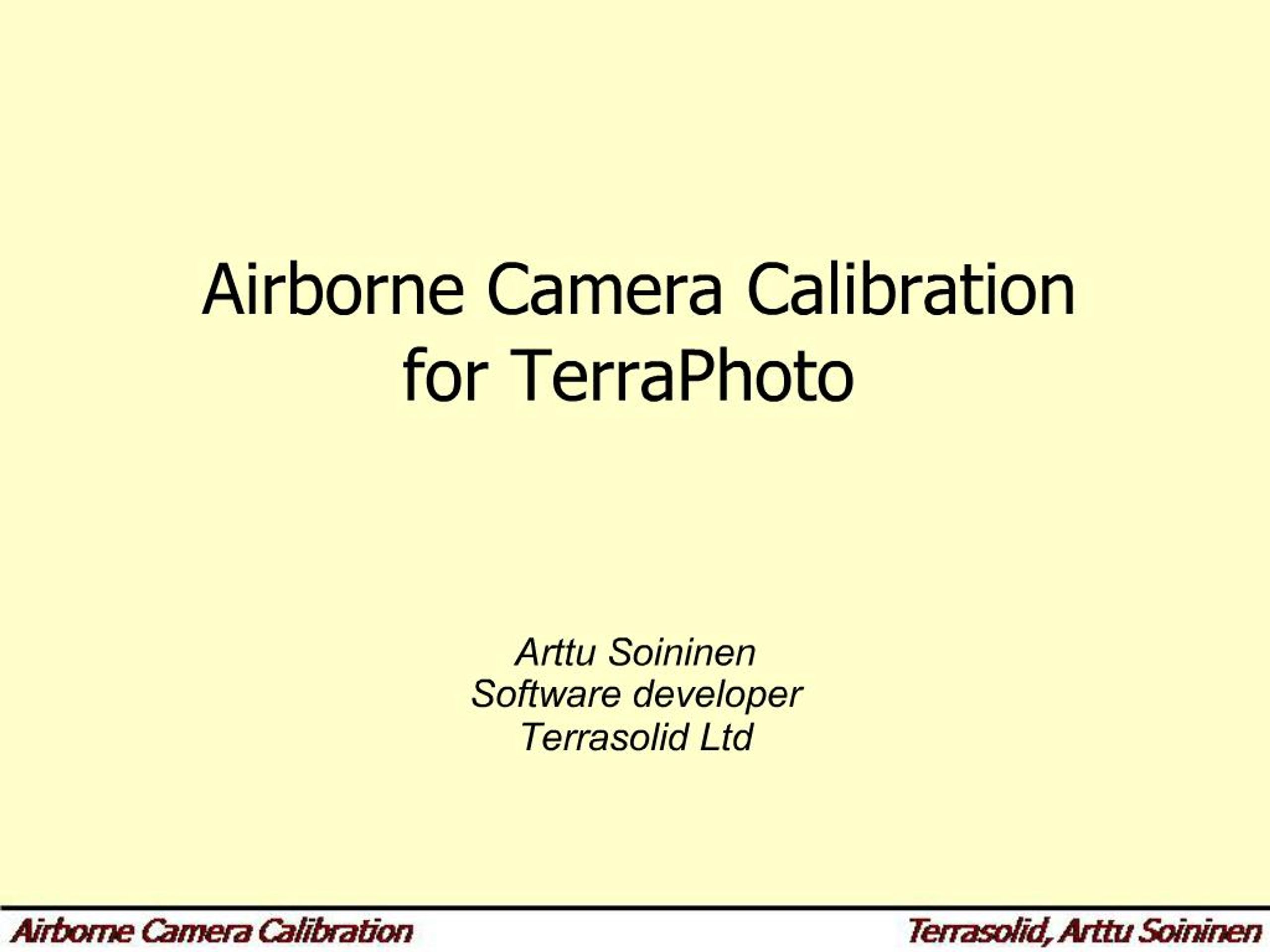 PPT - Airborne Camera Calibration for TerraPhoto PowerPoint ...