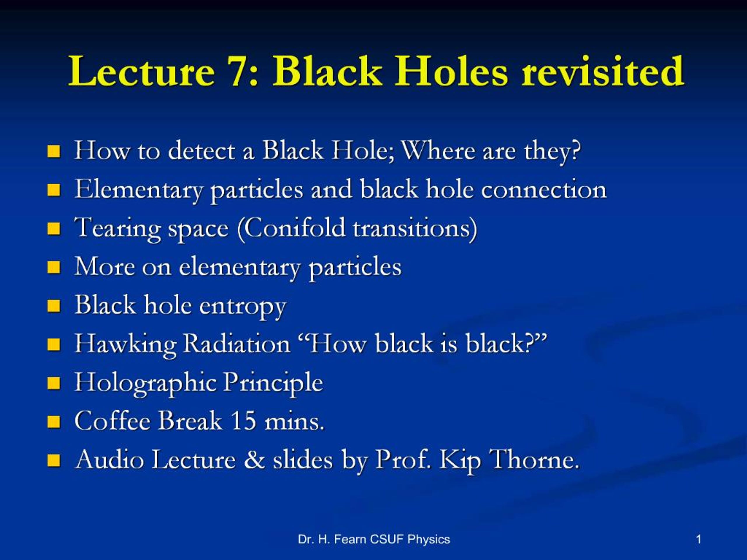 PPT - Lecture 7: Black Holes revisited PowerPoint Presentation, free ...