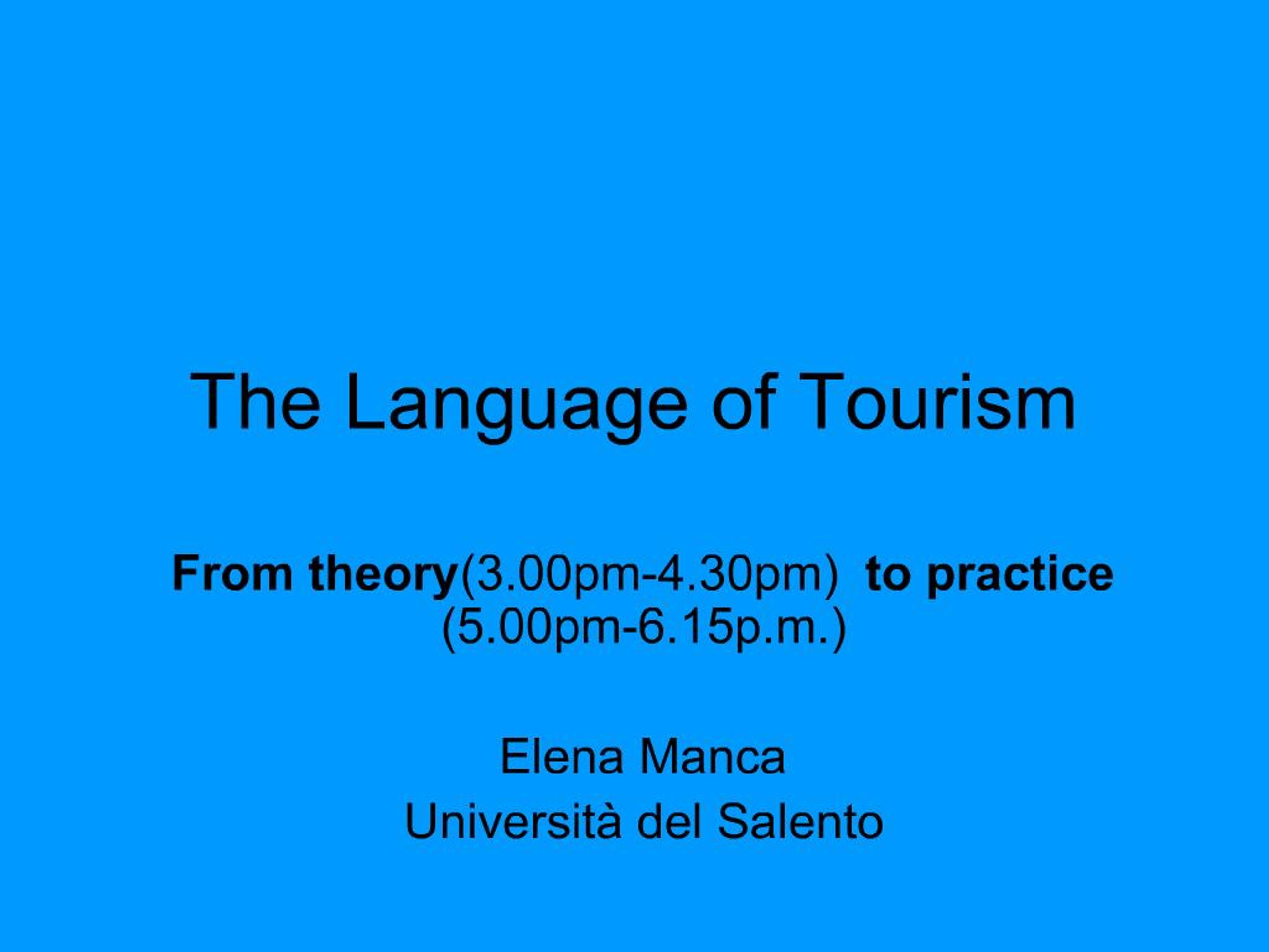 PPT - The Language of Tourism PowerPoint Presentation, free download ...