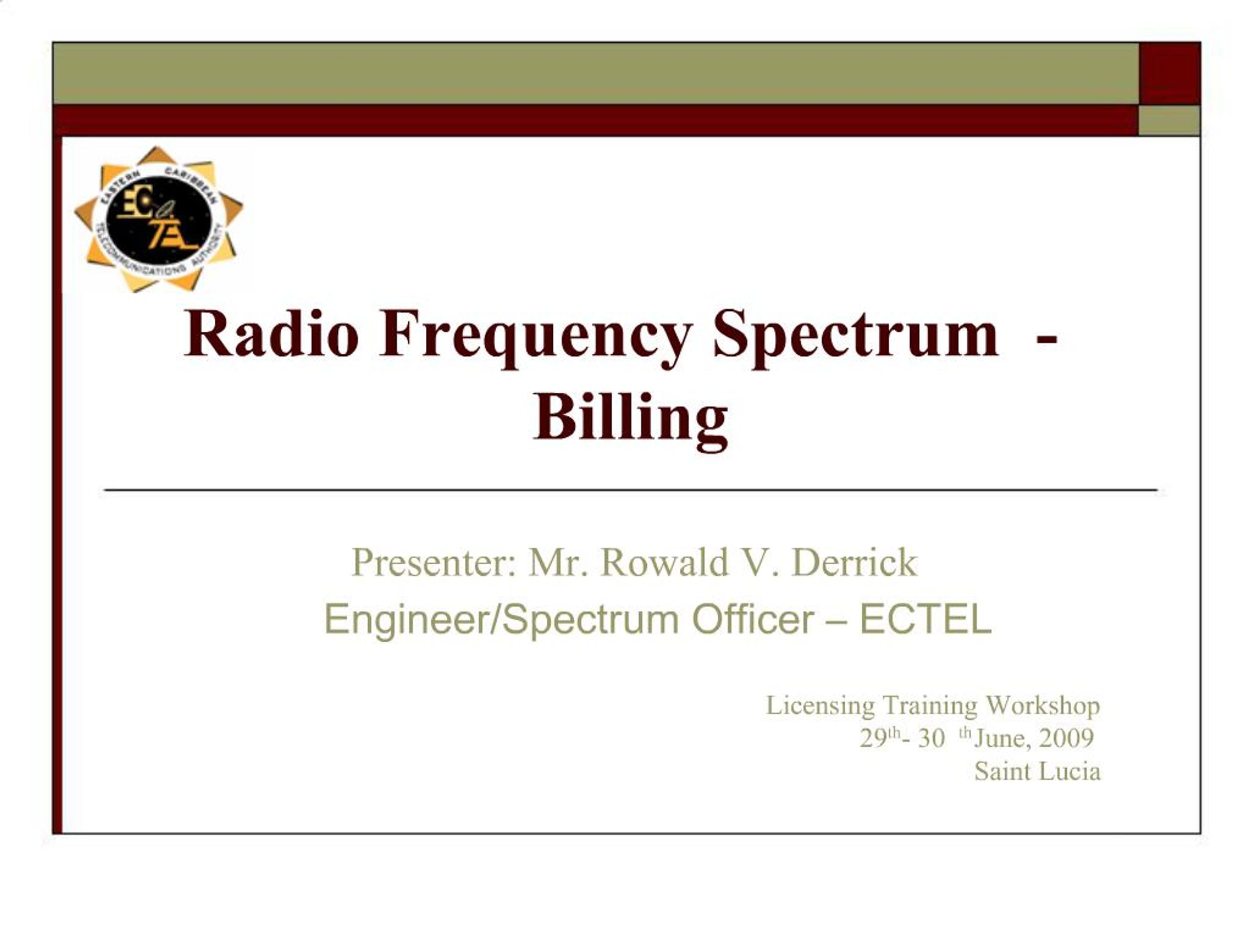 PPT - Radio Frequency Spectrum -Billing PowerPoint Presentation, free ...