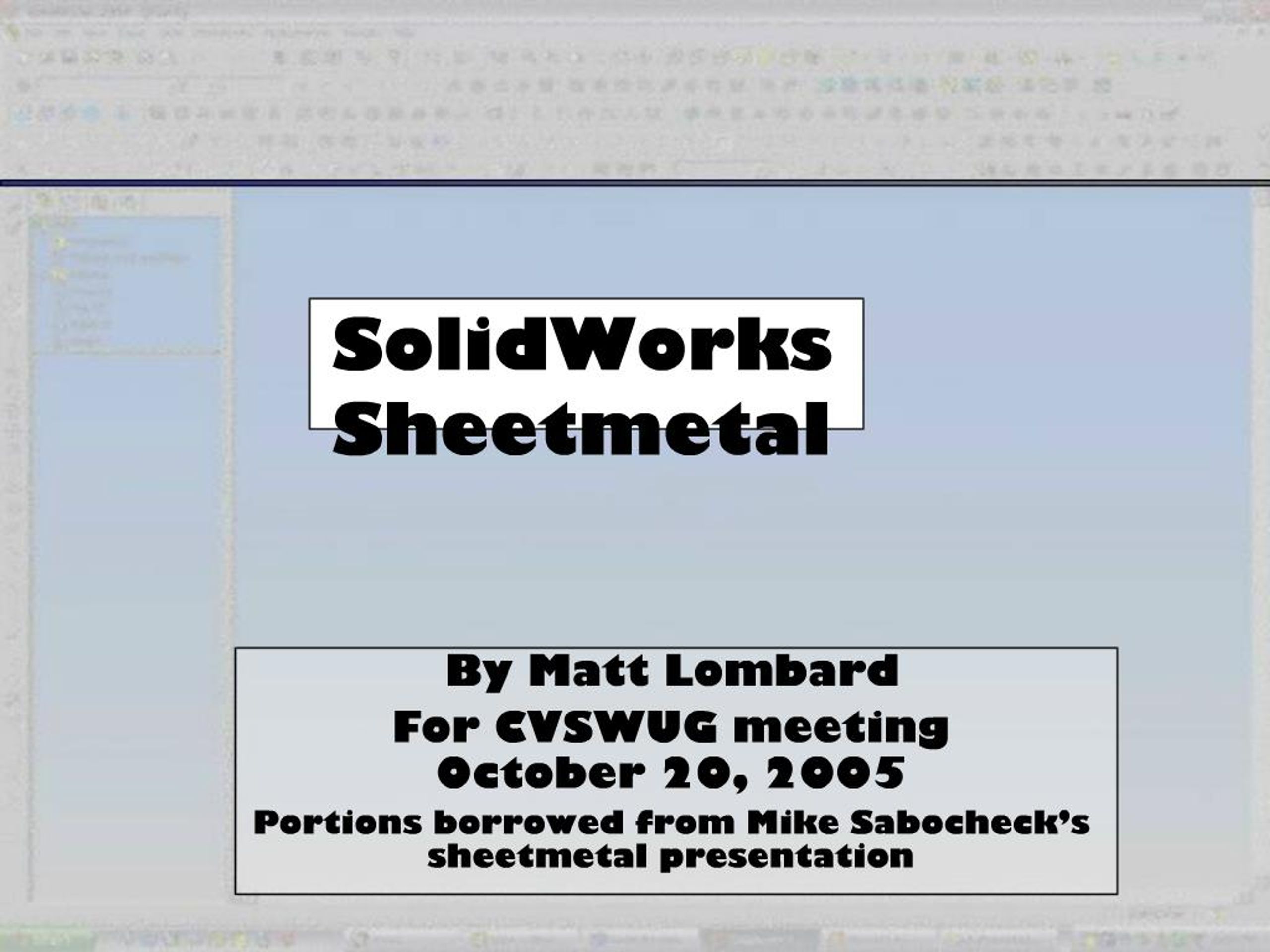 PPT - SolidWorks Sheetmetal PowerPoint Presentation, free download - ID ...
