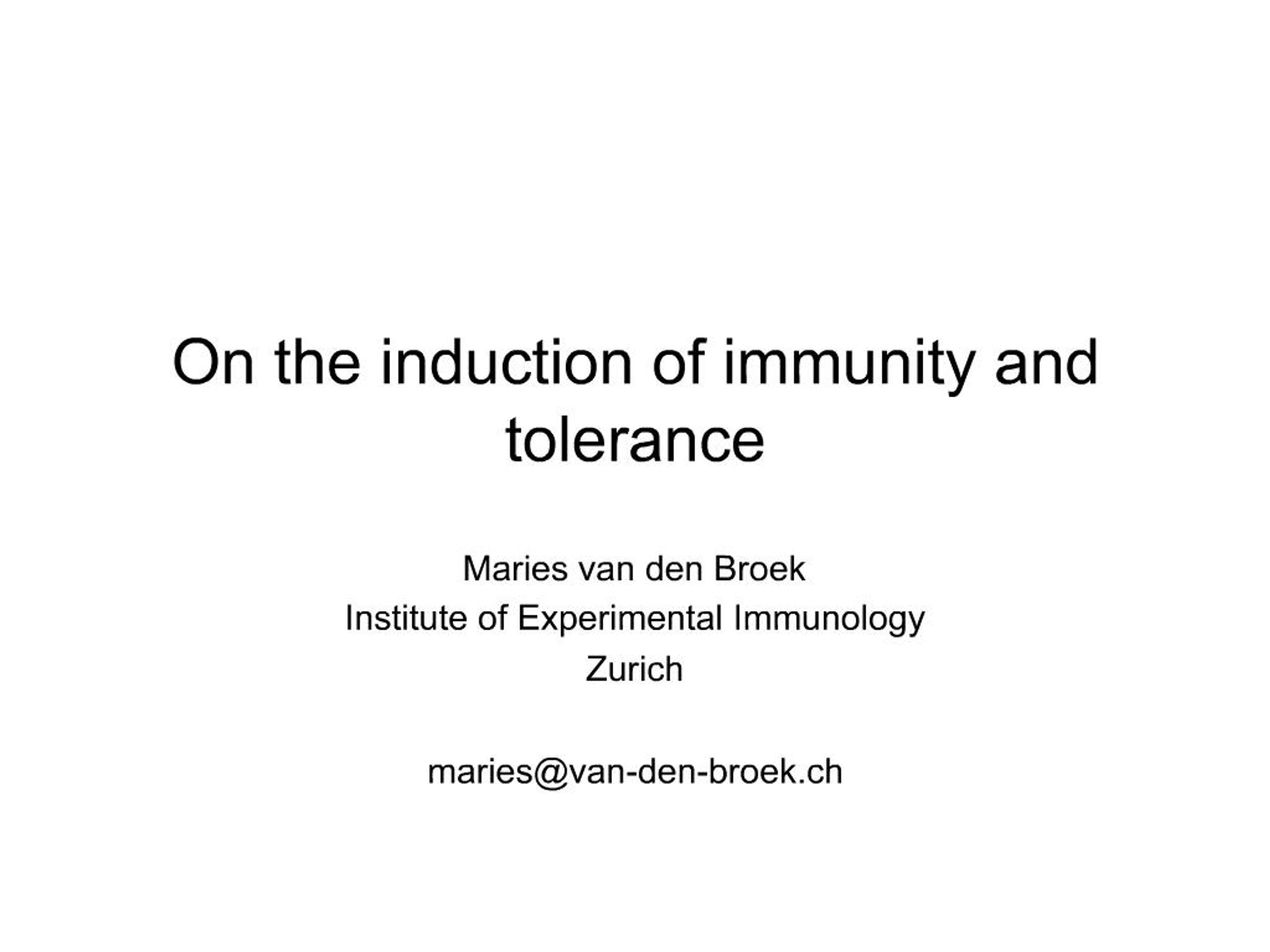 PPT - On the induction of immunity and tolerance PowerPoint ...