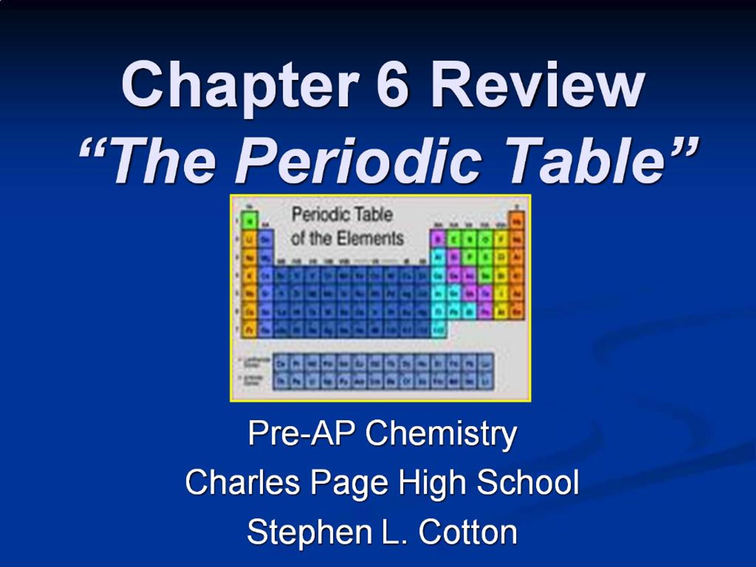 PPT - Chapter 6 Review The Periodic Table PowerPoint Presentation, free ...