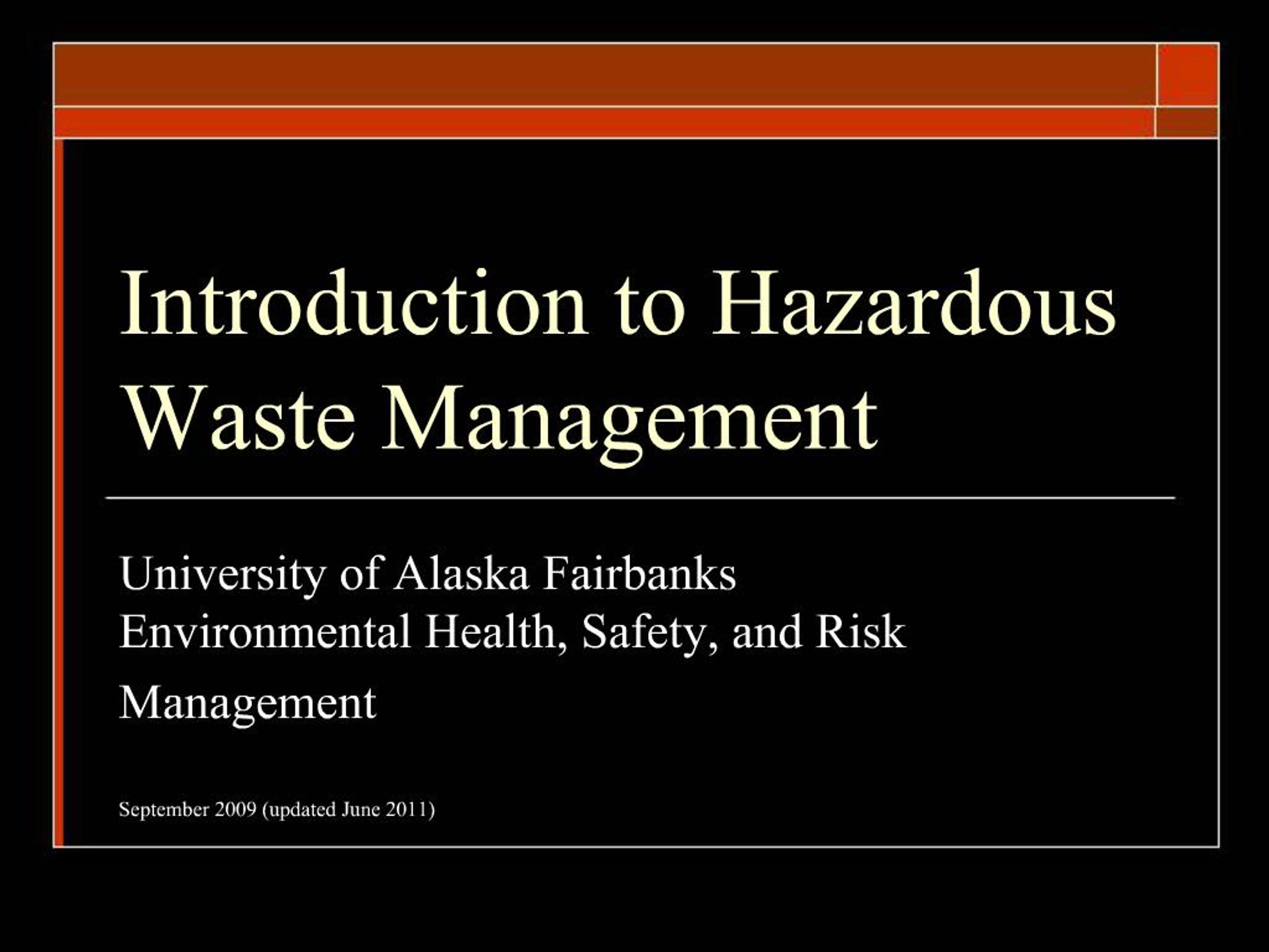 PPT - Introduction to Hazardous Waste Management PowerPoint ...
