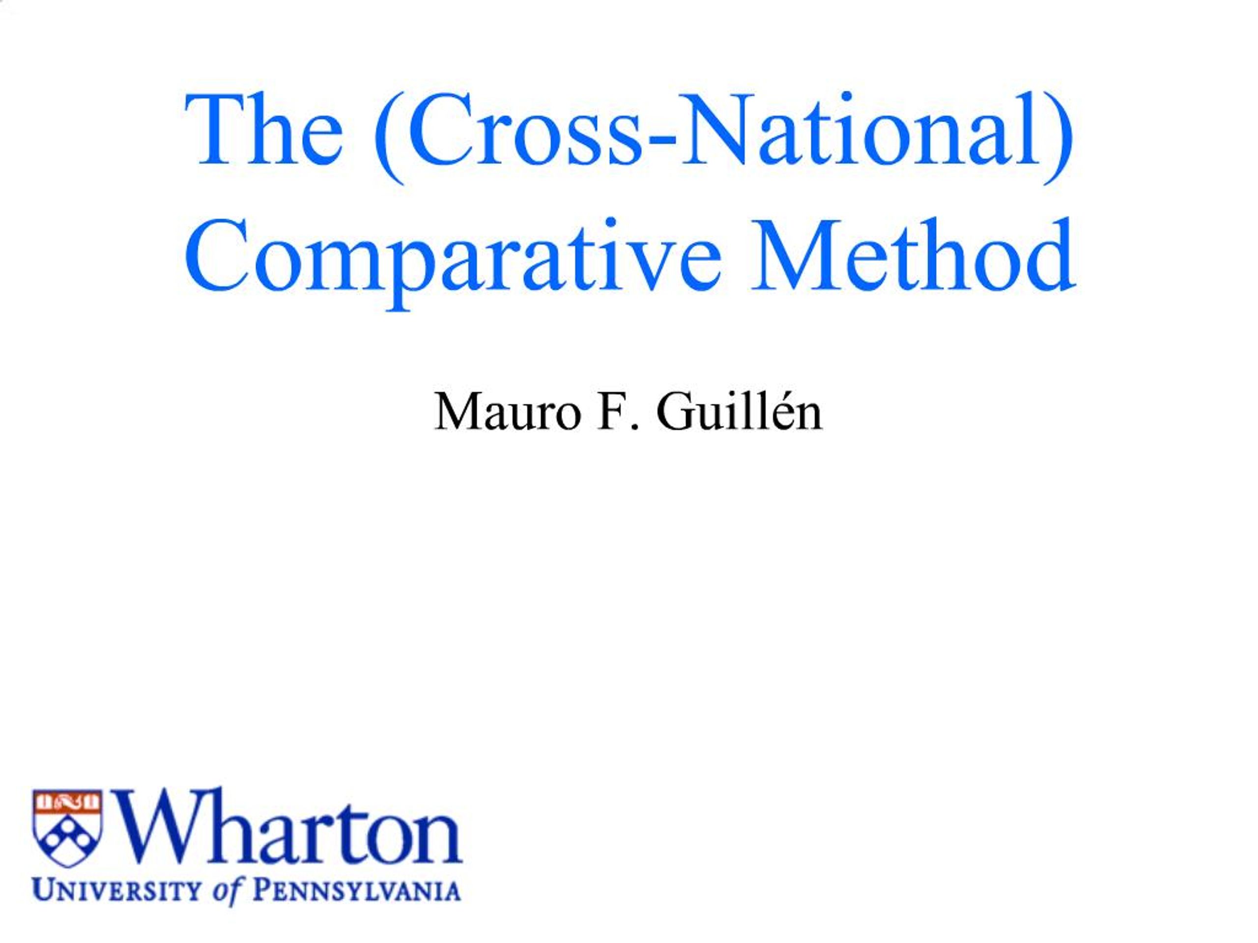 PPT - The Cross-National Comparative Method PowerPoint Presentation ...