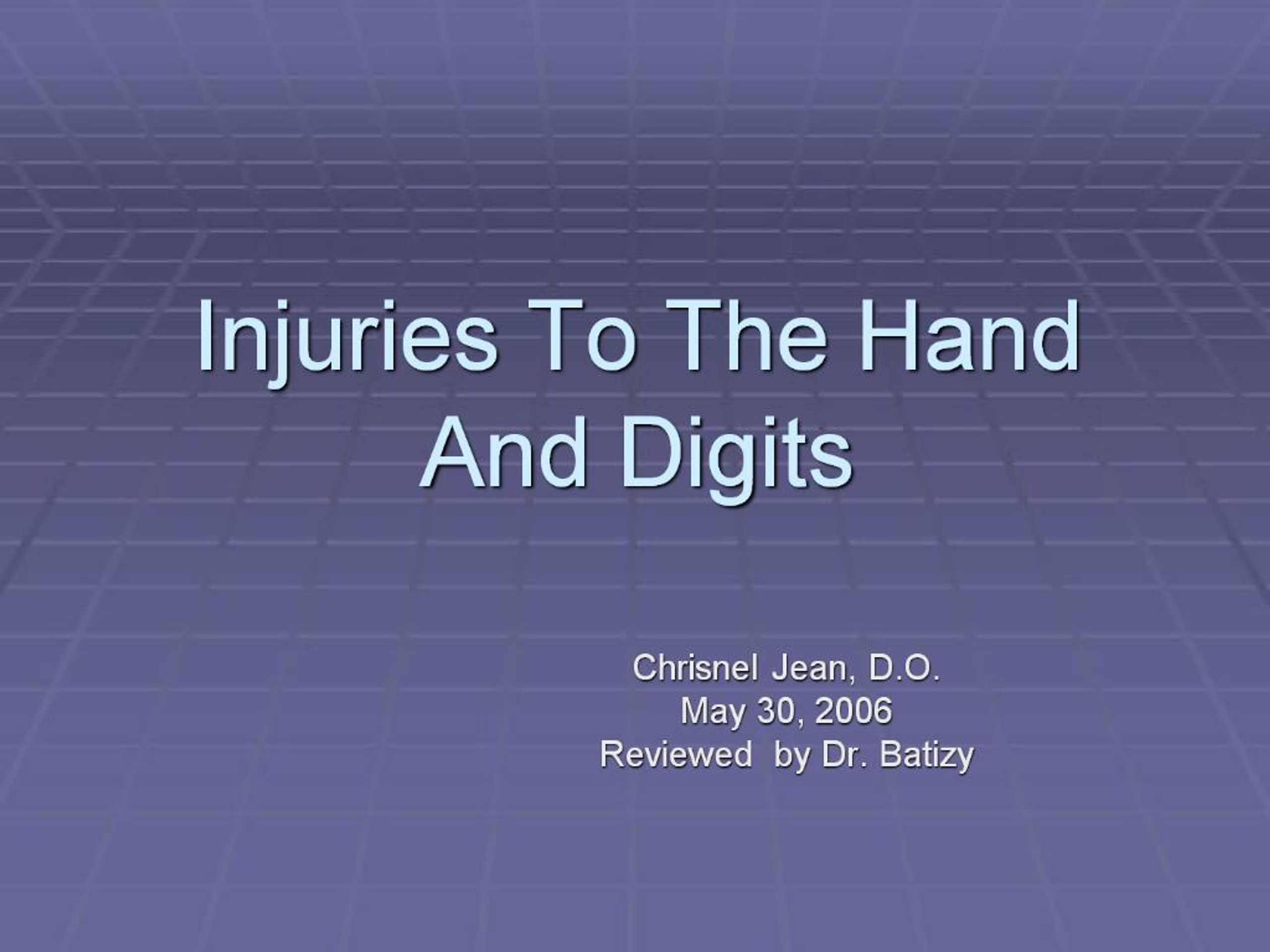 PPT - Injuries To The Hand And Digits PowerPoint Presentation, free ...