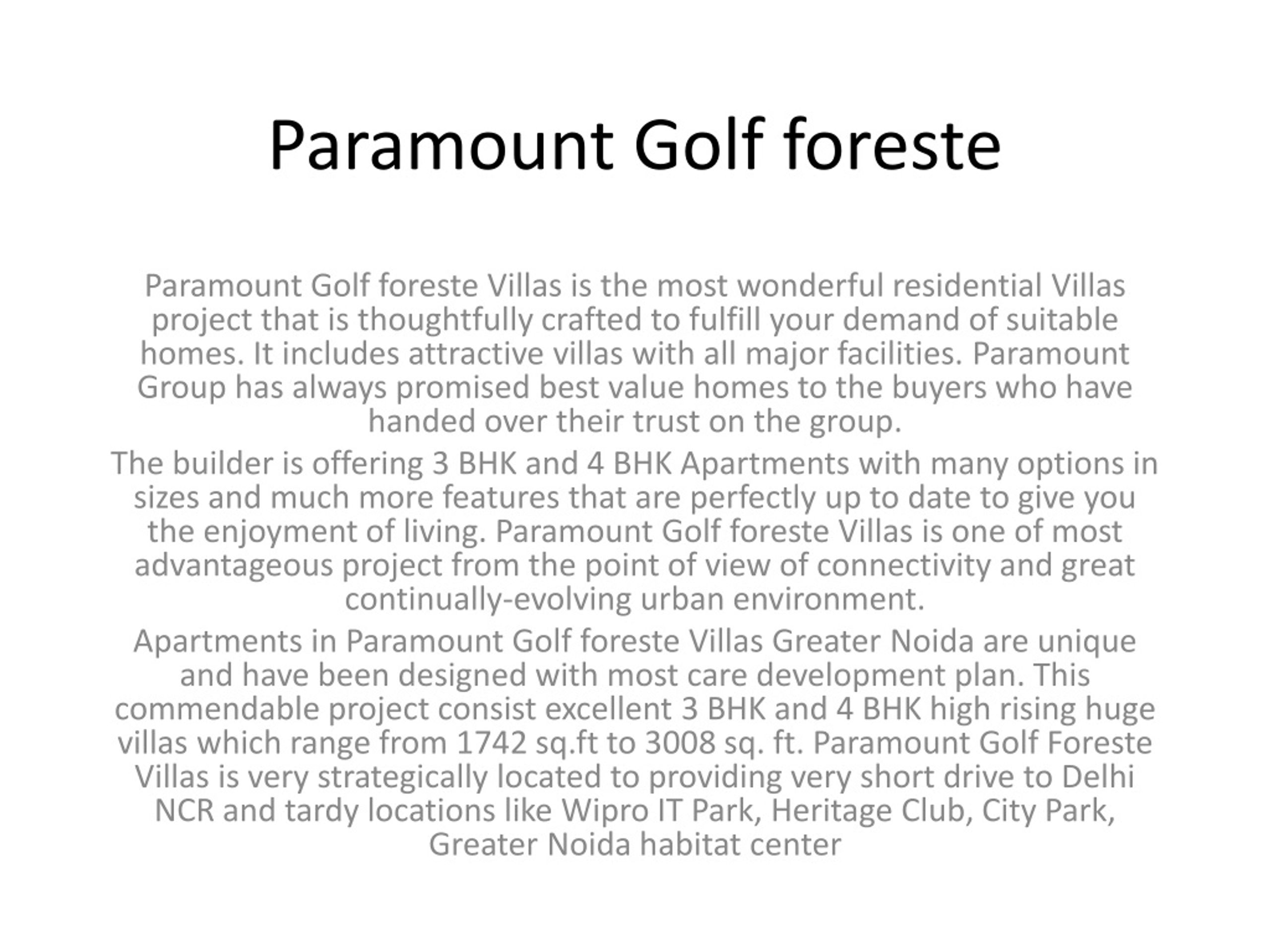 PPT - Paramount Golf Foreste PowerPoint Presentation, free download ...
