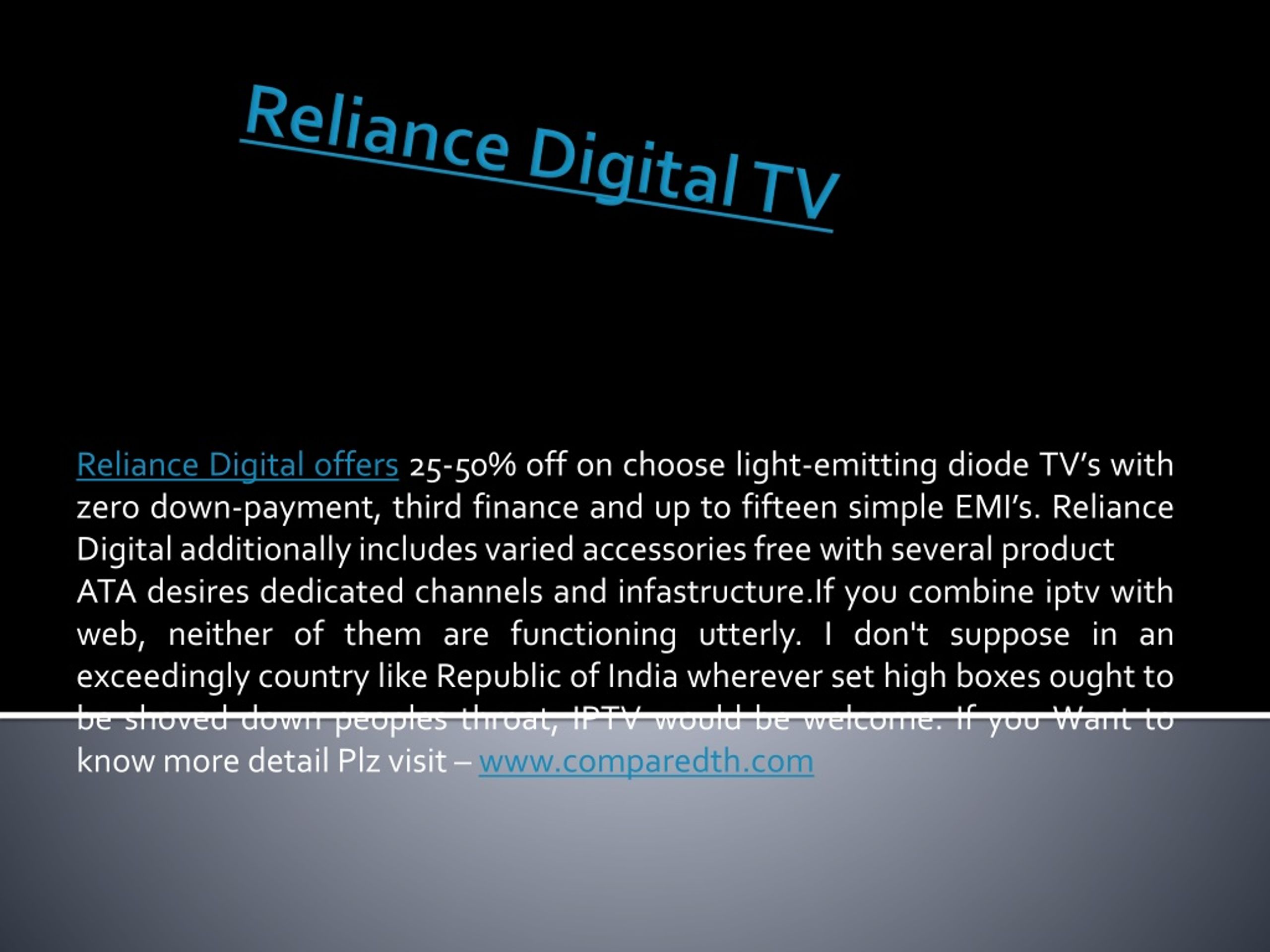 PPT - Reliance Digital TV PowerPoint Presentation, free download - ID ...
