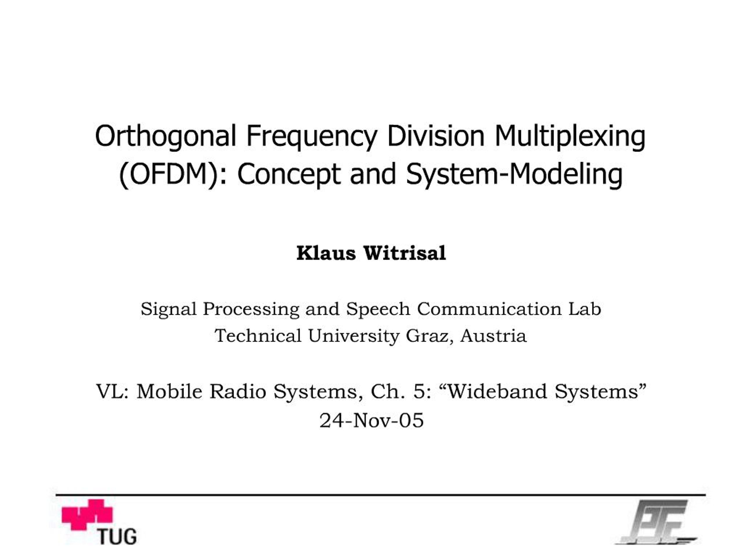 PPT - Orthogonal Frequency Division Multiplexing OFDM: Concept and ...