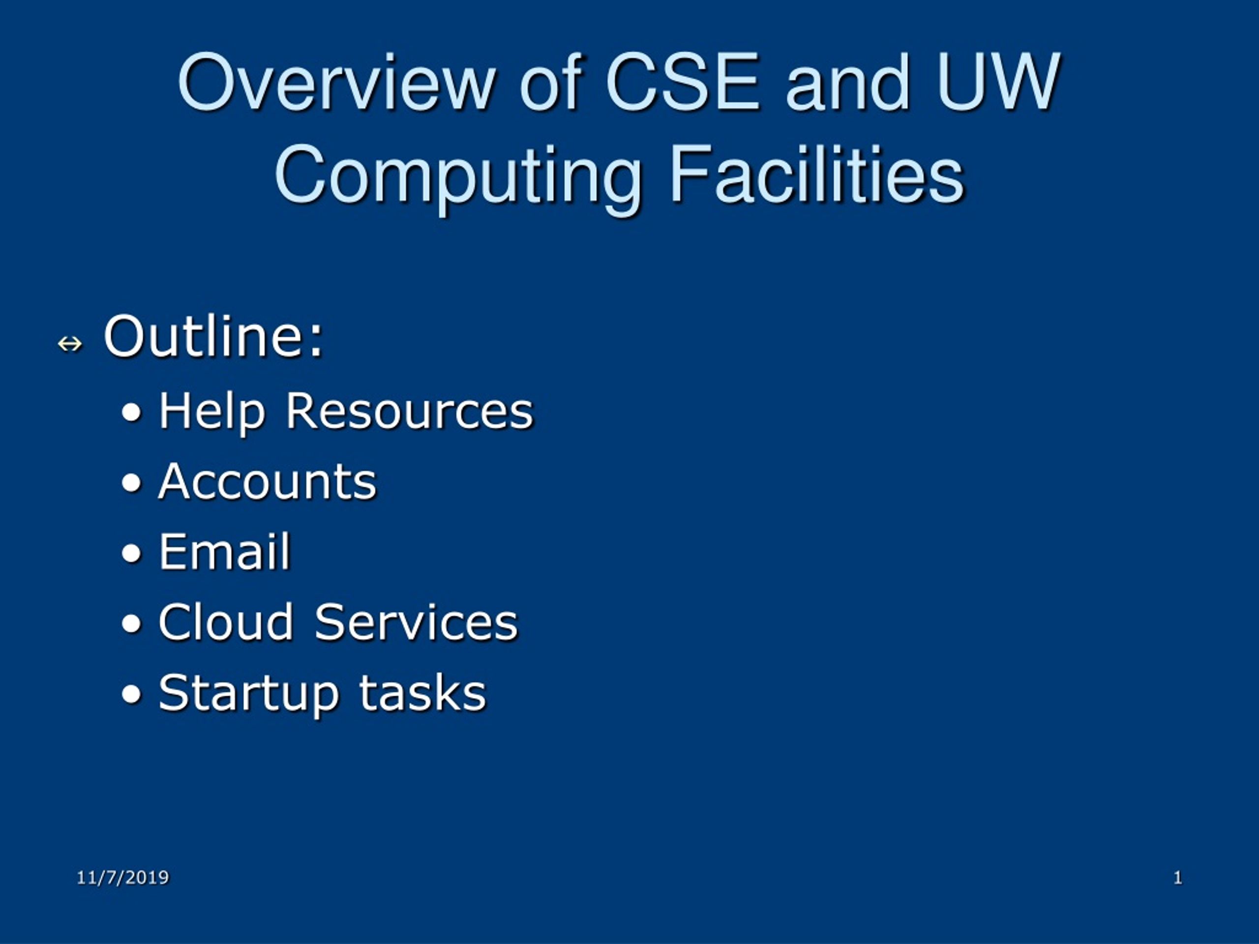 PPT - Overview of CSE and UW Computing Facilities PowerPoint ...