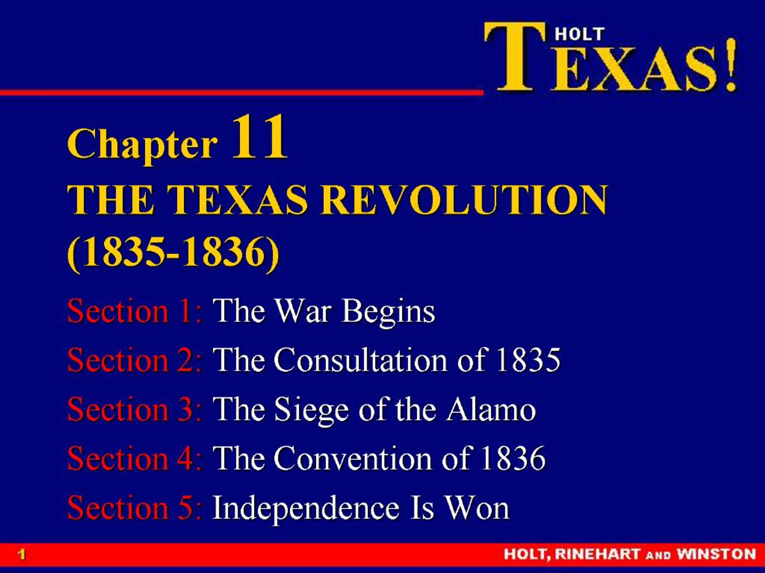 PPT - Chapter 11 THE TEXAS REVOLUTION 1835-1836 PowerPoint Presentation ...