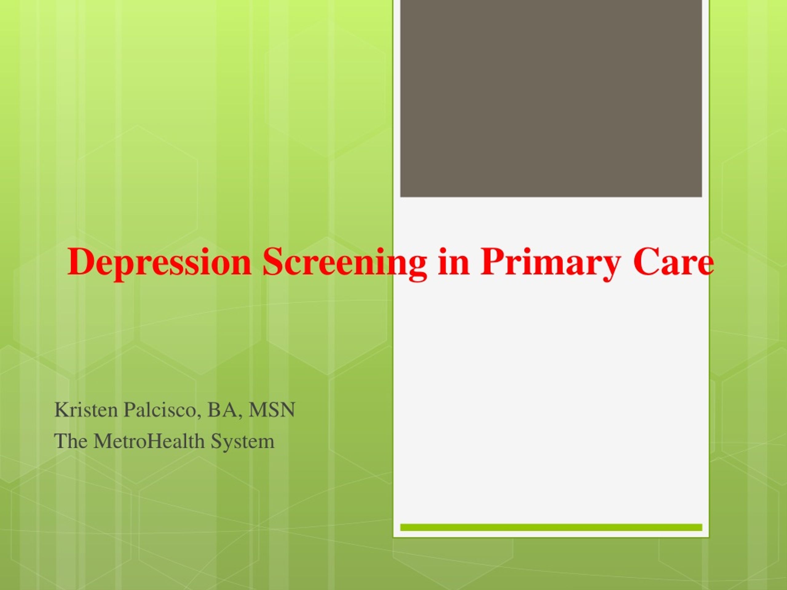PPT - Depression Screening in Primary Care: Improving Patient Care ...