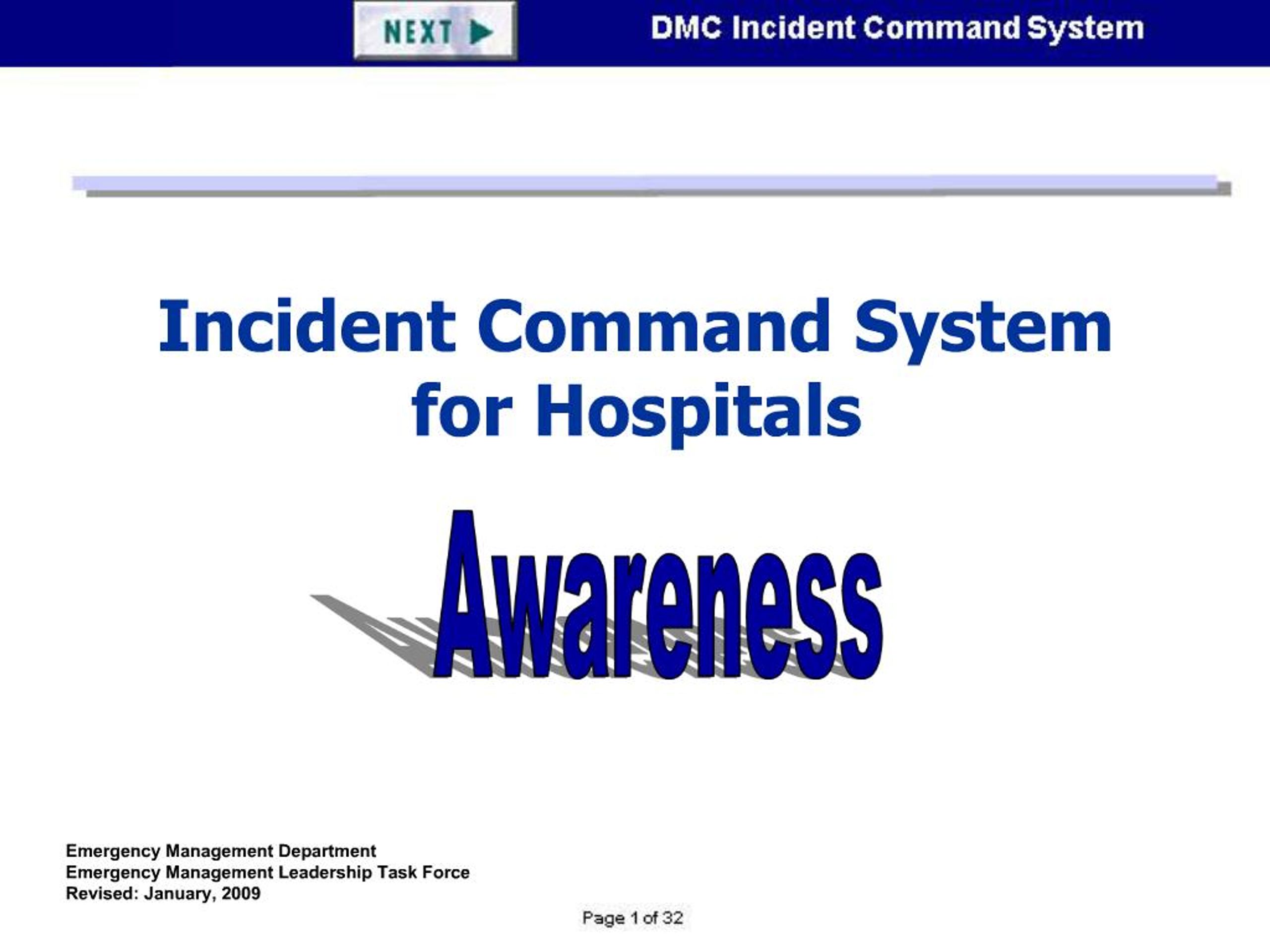 PPT - Incident Command System for Hospitals PowerPoint Presentation ...