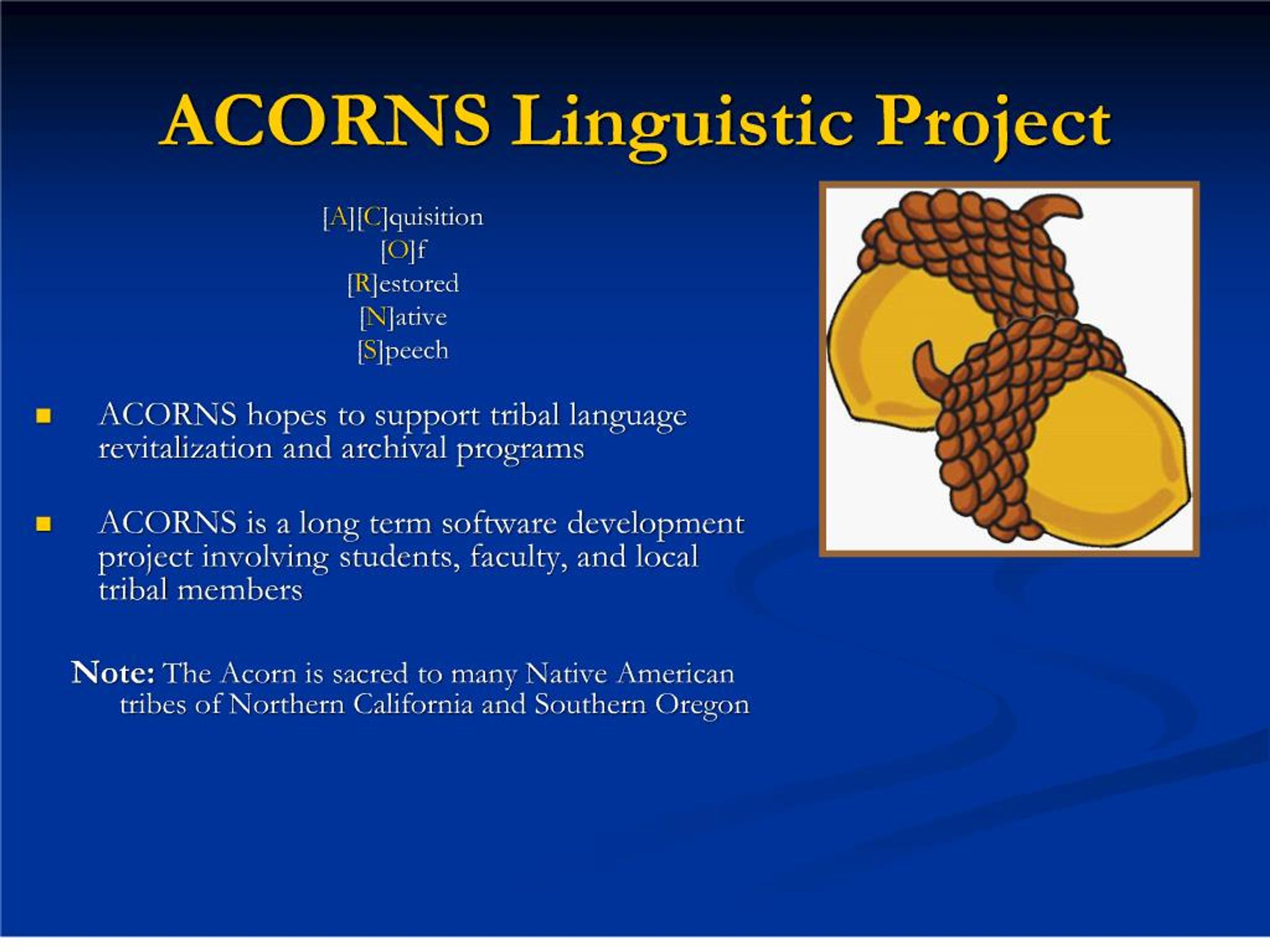 PPT - acorns linguistic project PowerPoint Presentation, free download ...