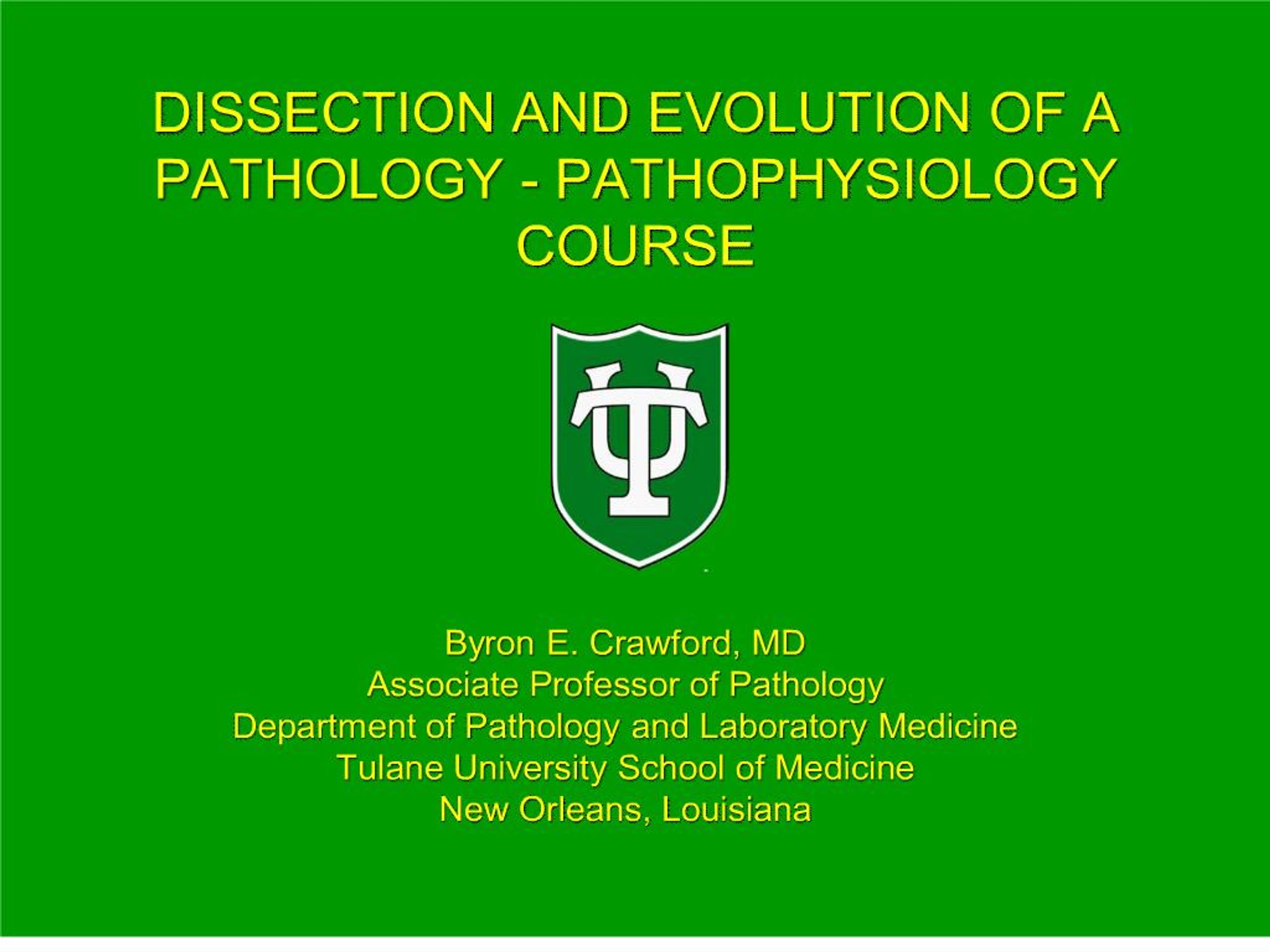 PPT - dissection and evolution of a pathology - pathophysiology course ...