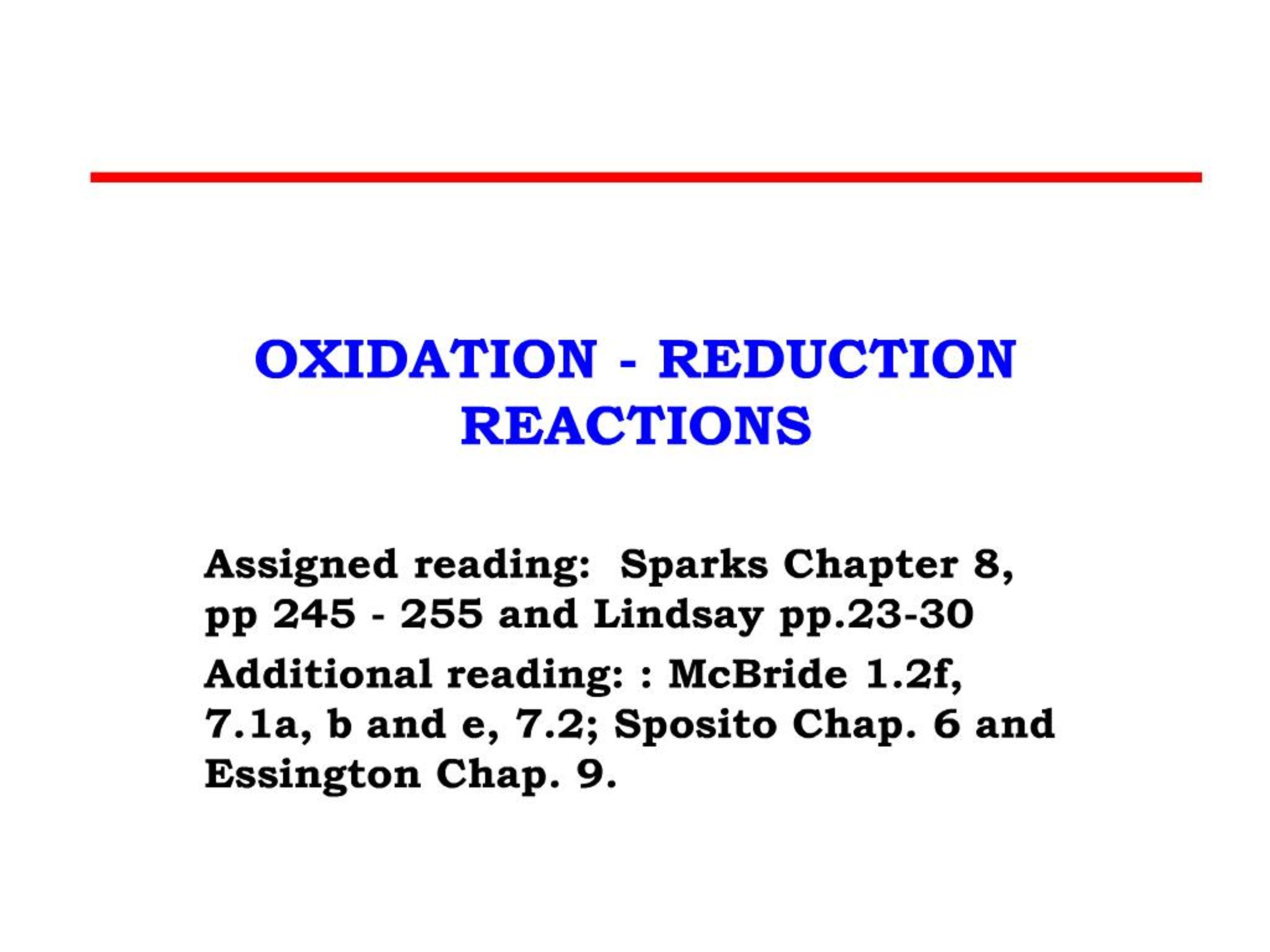 PPT - oxidation - reduction reactions PowerPoint Presentation, free ...