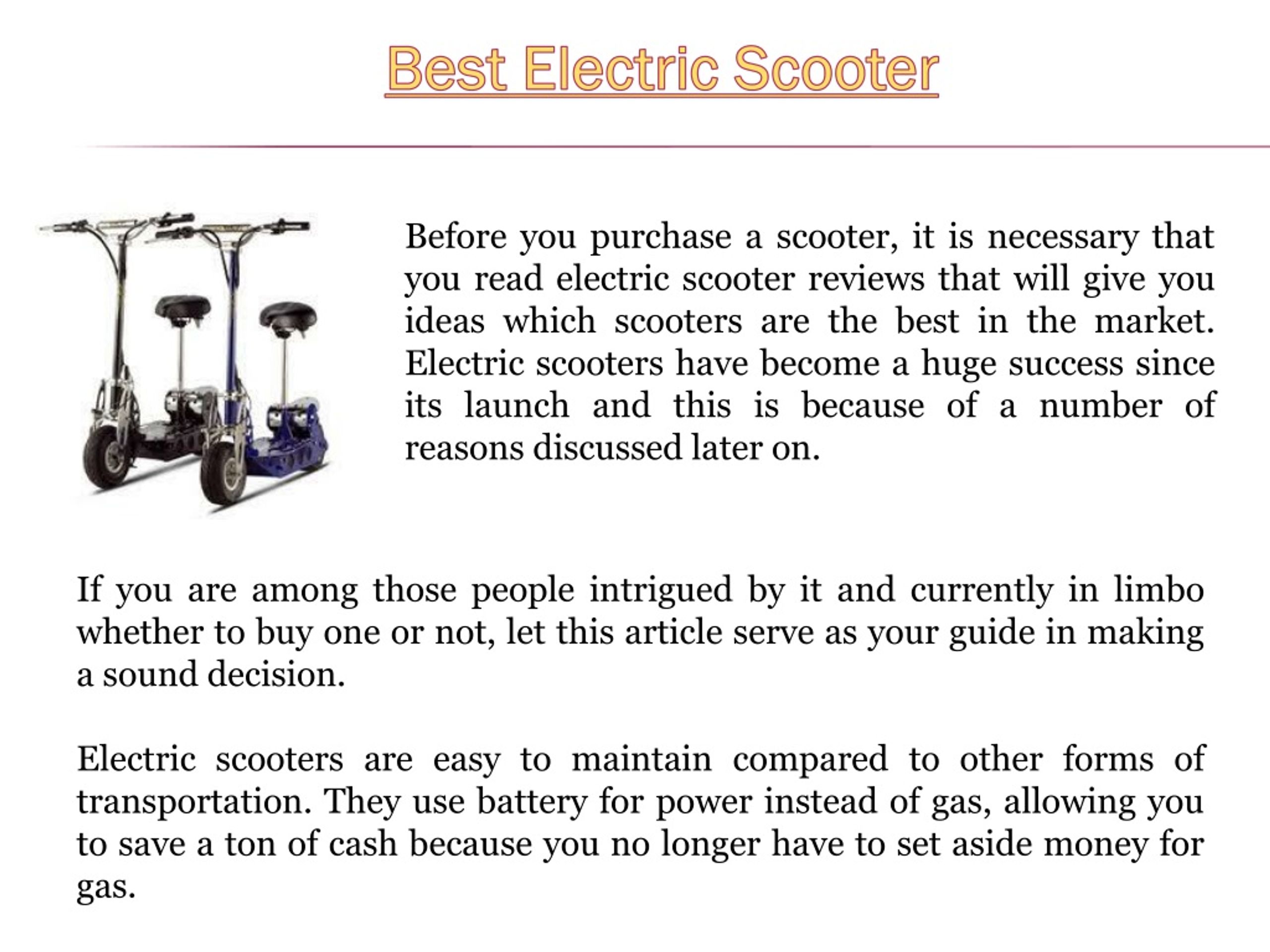 PPT - Best Electric Scooter PowerPoint Presentation, free download - ID ...