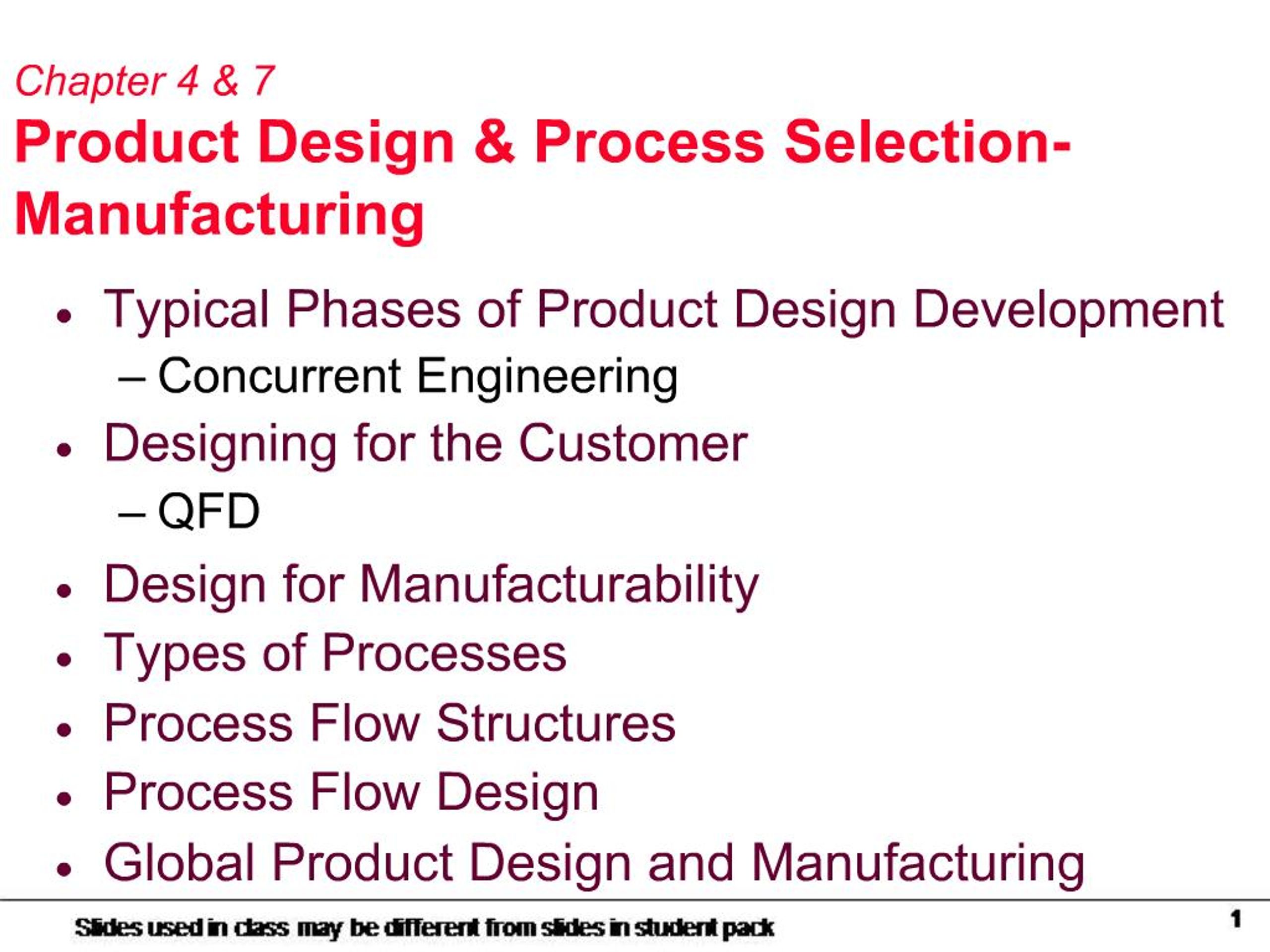 PPT - Chapter 4 7 Product Design Process Selection-Manufacturing ...