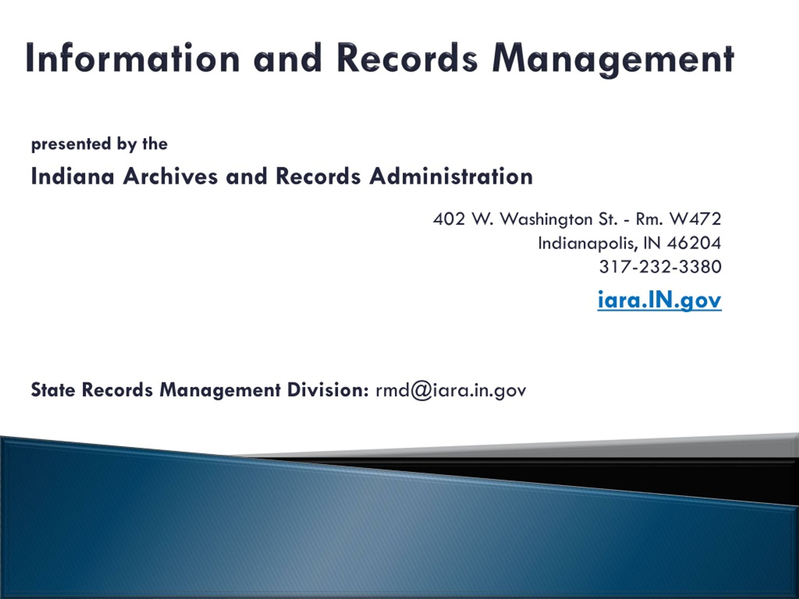 PPT - Information and Records Management PowerPoint Presentation, free ...