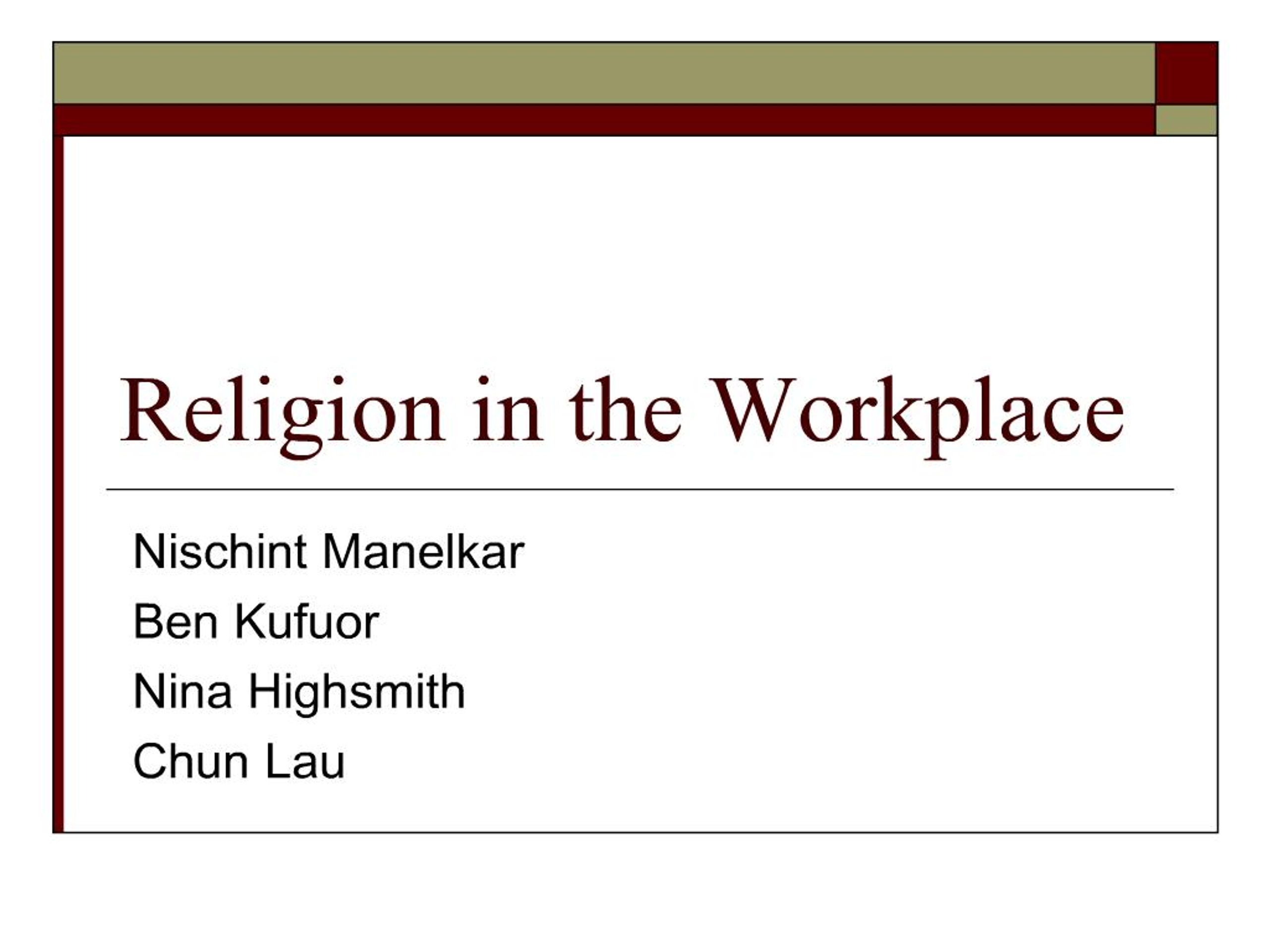 PPT - religion in the workplace PowerPoint Presentation, free download ...